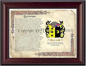 Amazon.com: Bertram Coat of Arms/ Family History 11" x 13 " Wood Framed ...