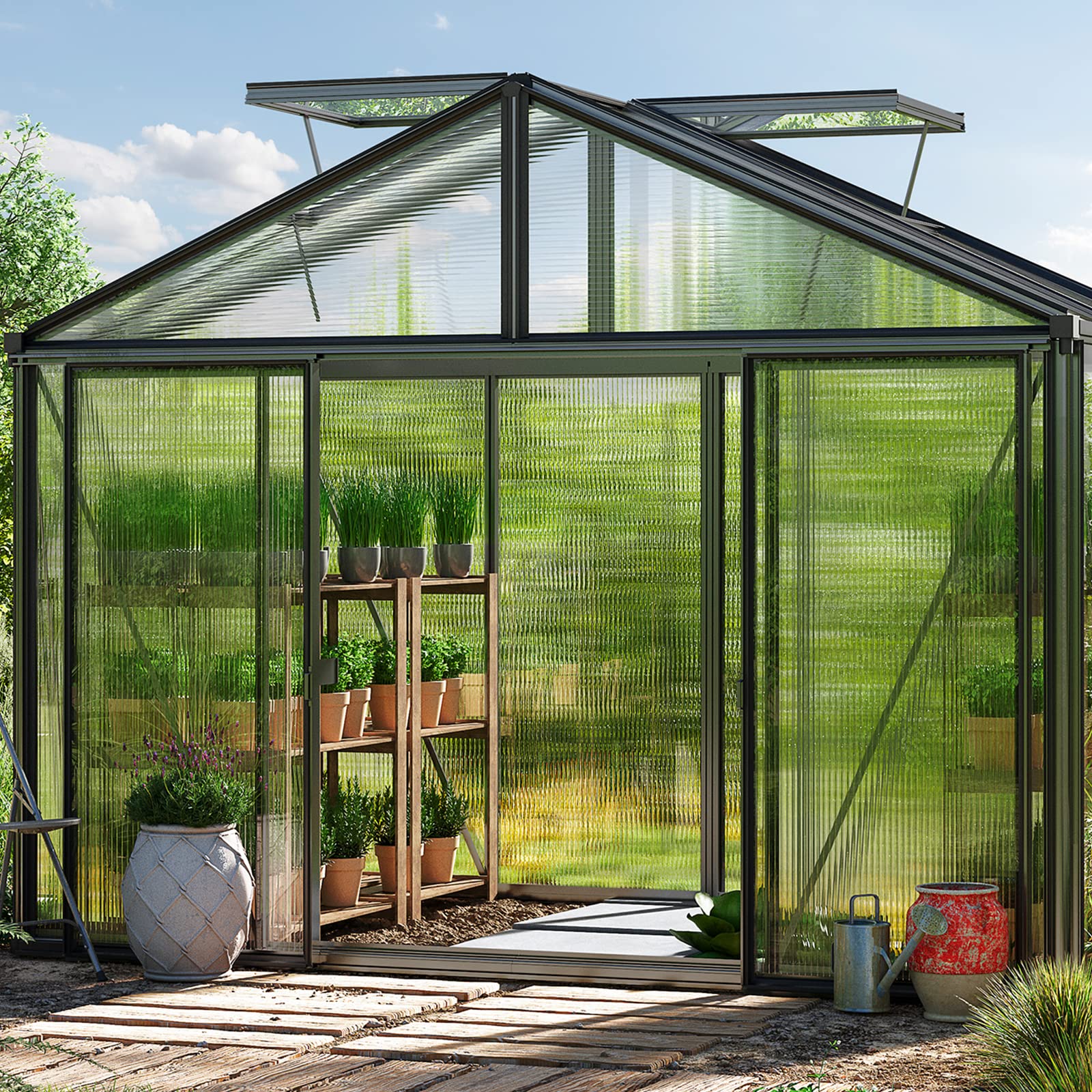 Groundwork Greenhouse Premium Outsunny 10ftx6ft Aluminium Walk In