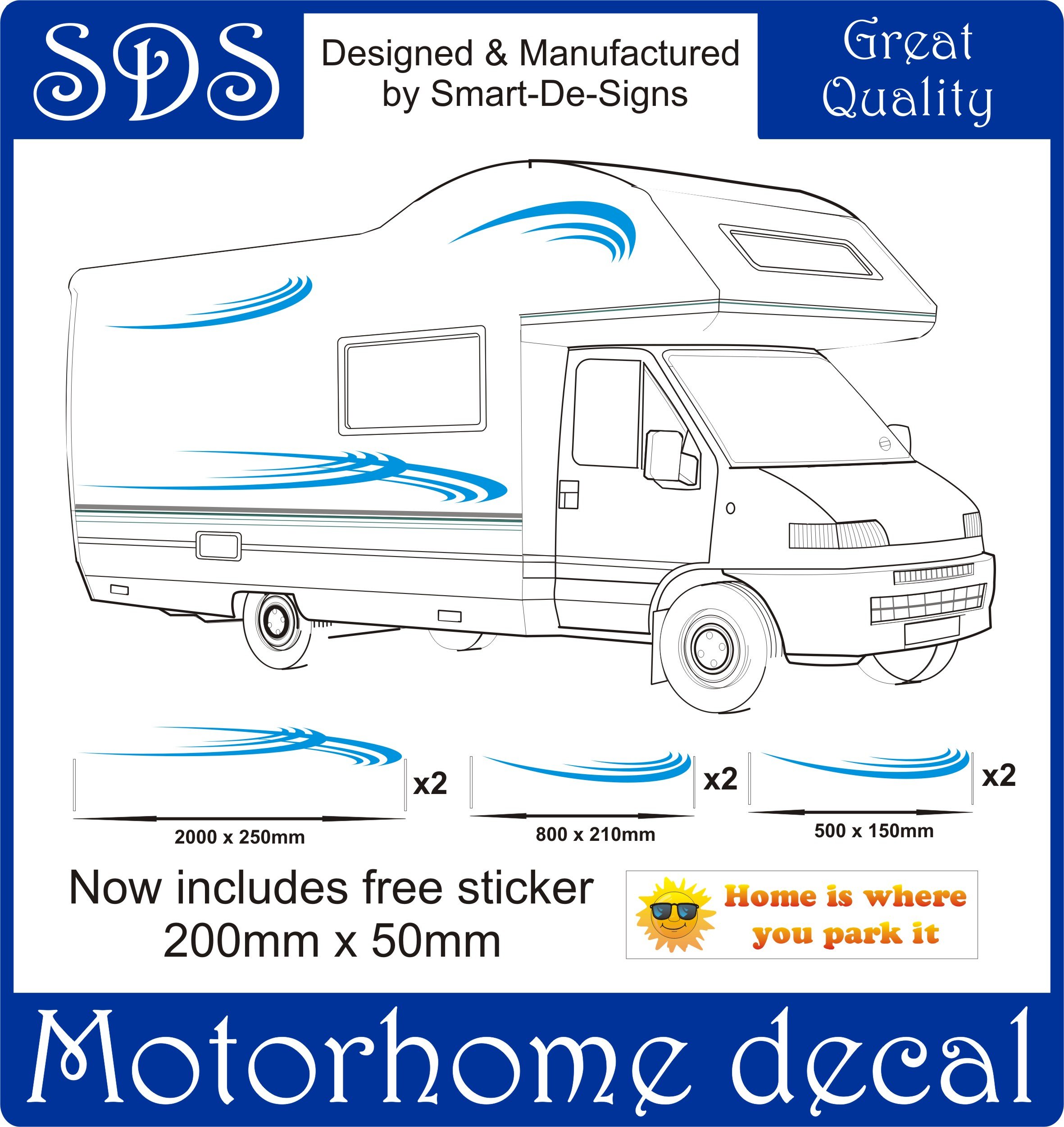 Smarts Art Camper Van Motorhome Vinyl Graphics Stickers Decals Set ...