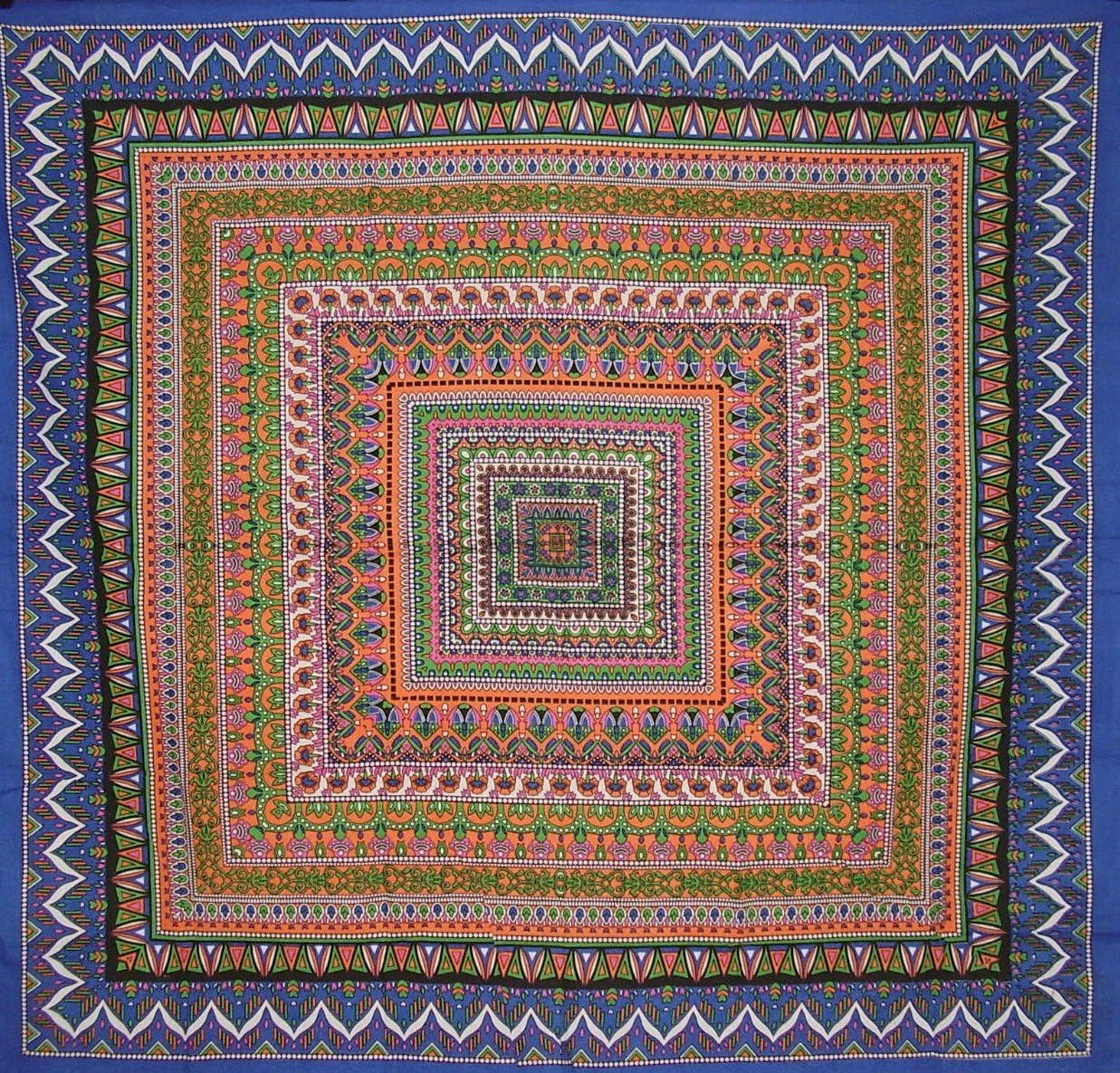 Amazon.com: India Arts Geometric Pattern Square Cotton Tablecloth 70" x ...