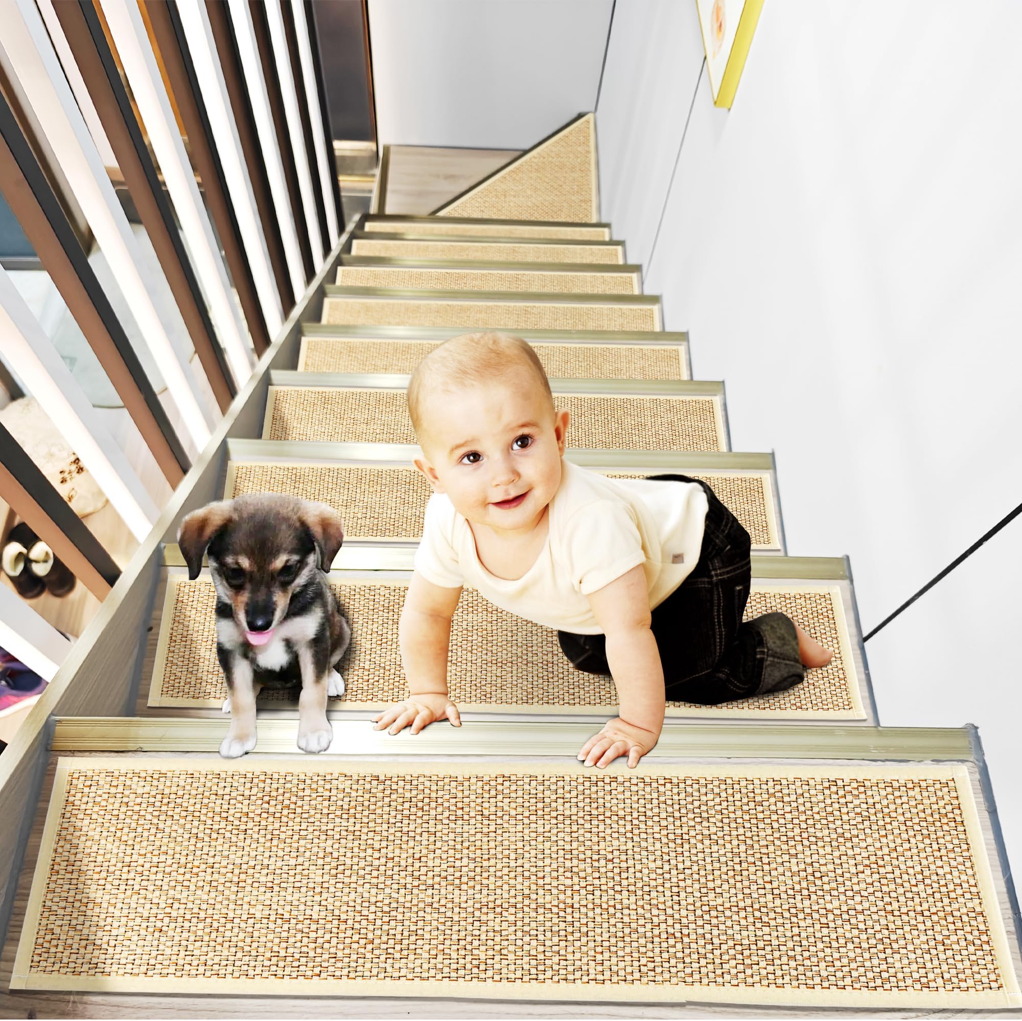 Amazon.com: EnamelEVO 15 Pack Non-Slip Stair Mats - Rubber Backed Stair ...