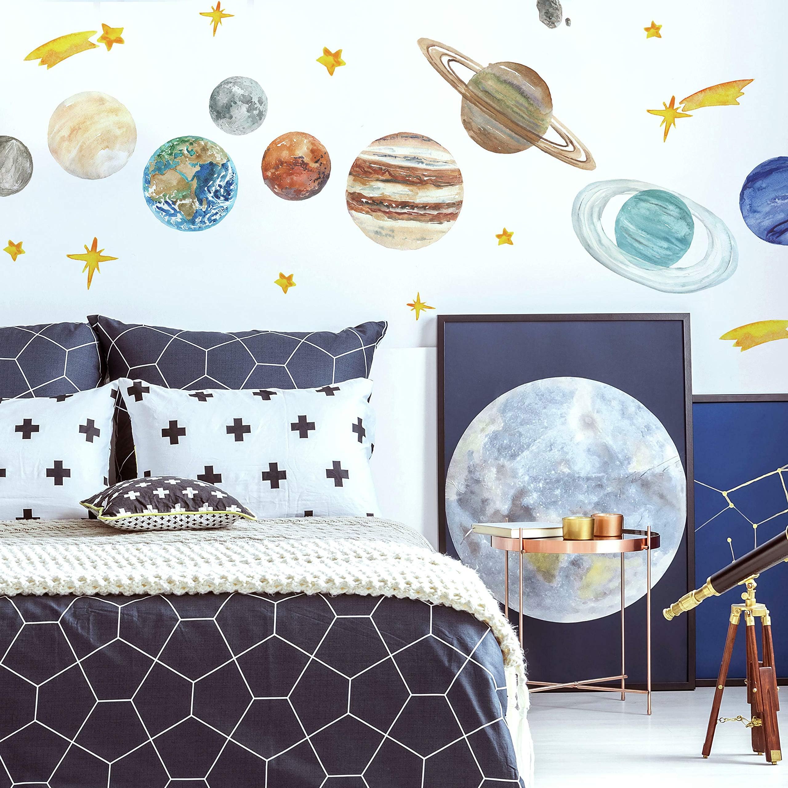 Amazon.com: Planet Wall Decals, H2MTOOL Removable Solar System ...