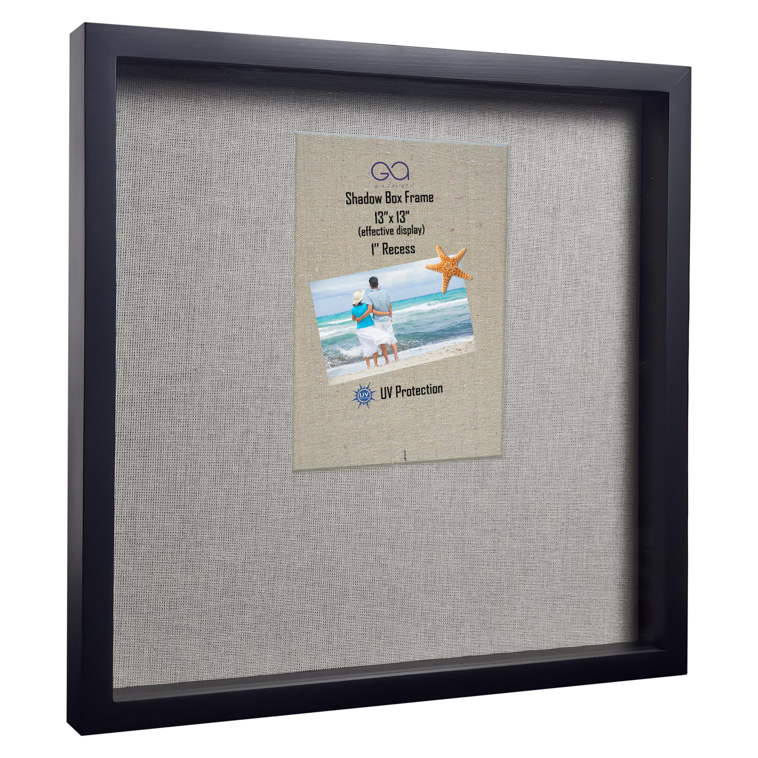 13x13 Solid Wood Shadow Box Frame for Keepsakes, Pictures, Flowers or ...