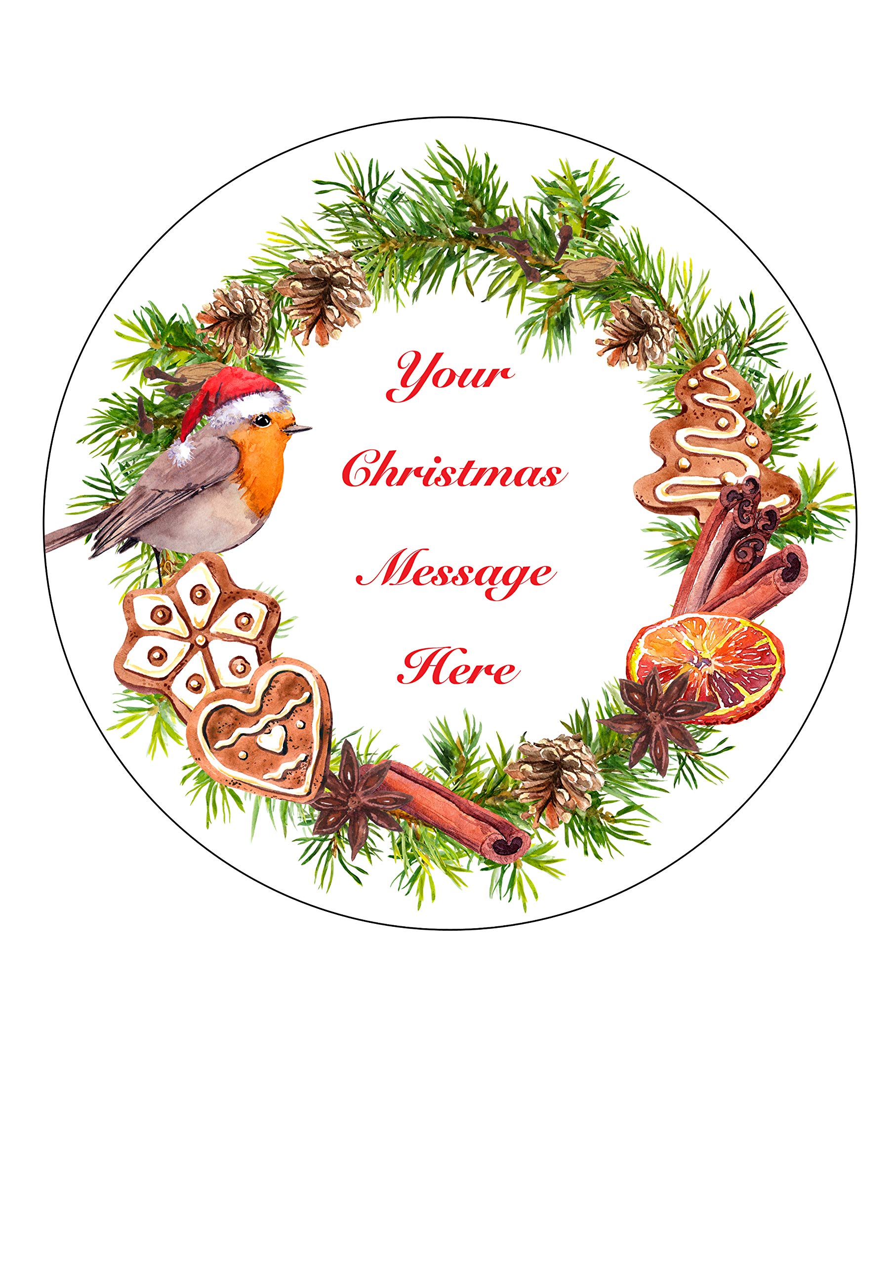 A4 Edible Decor Icing Sheet Personalised Christmas Robin 7 8 ...
