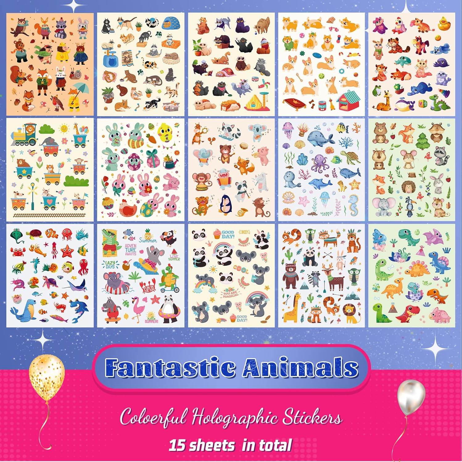 300+ Holographic Stickers for Kids, 15 Different Sheets of Fantastic ...