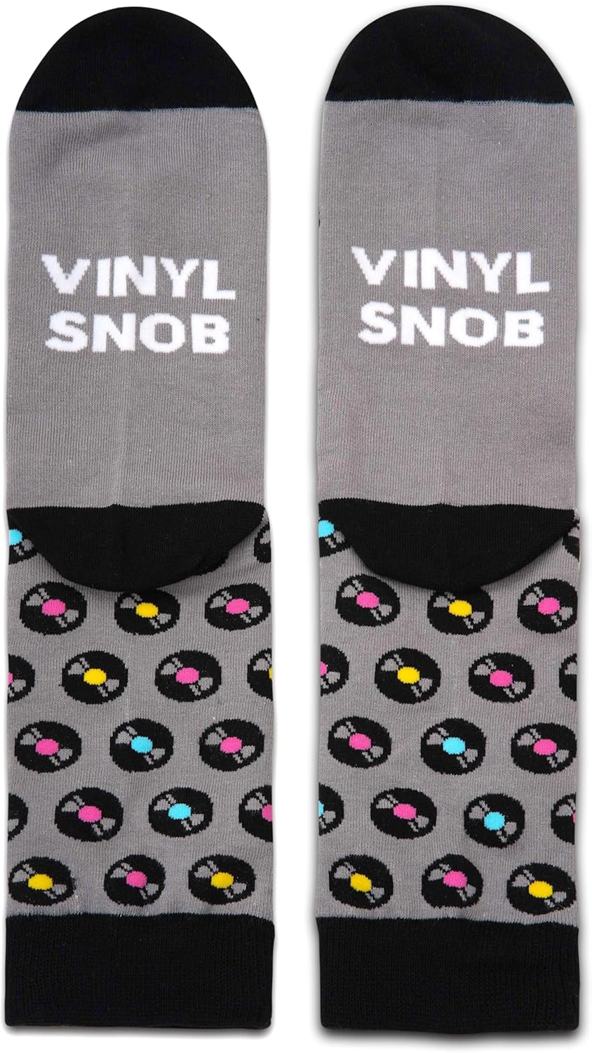 Amazon.com: Vinyl Snob Socks, Music Socks, Funny Novelty Crazy Design ...
