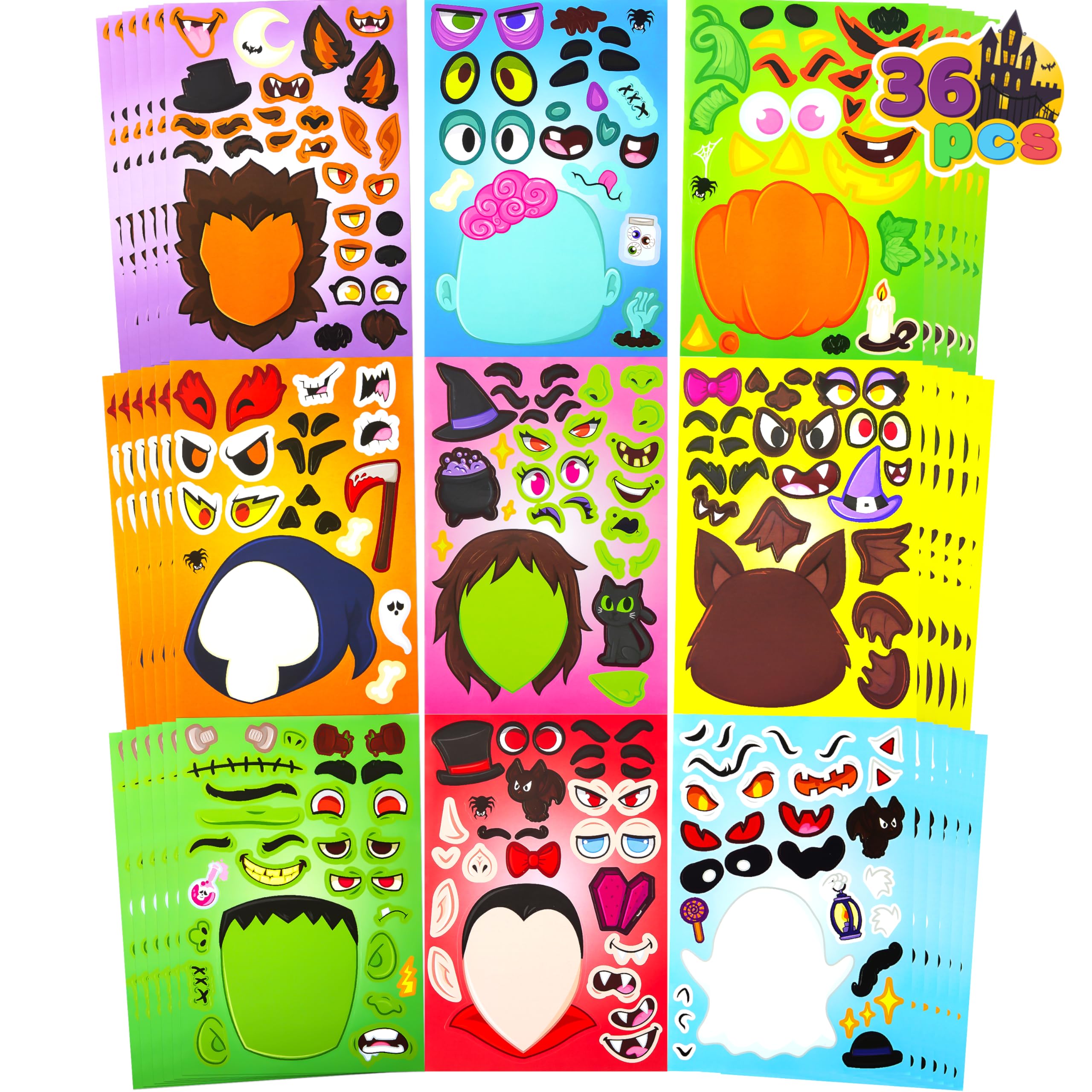 Amazon.com: JOYIN 36 PCS Make-a-face Sticker Sheets Make Your Own ...