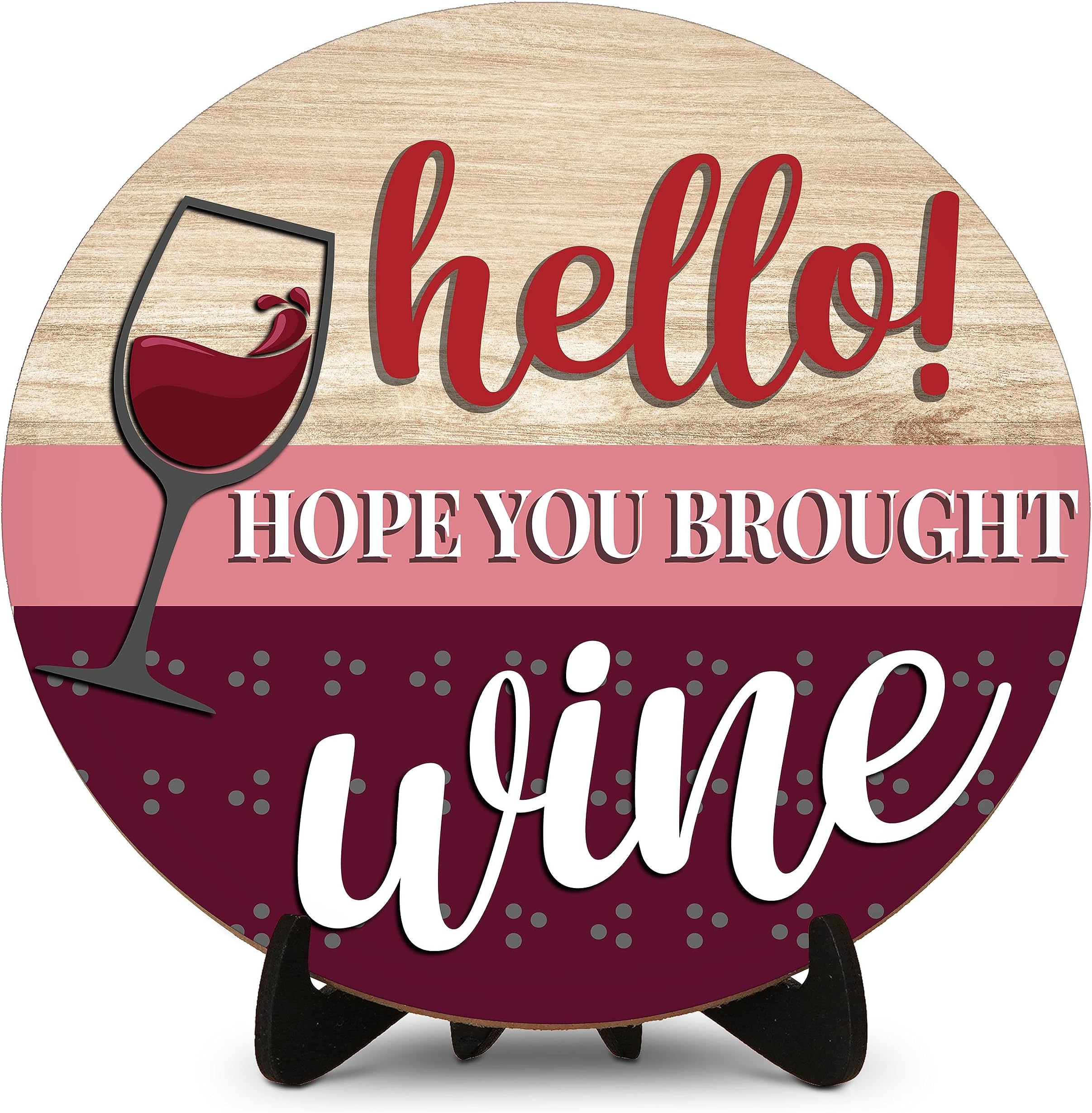 Amazon.com: Hope You Brought Wine Wooden Sign Decor with Stand ...