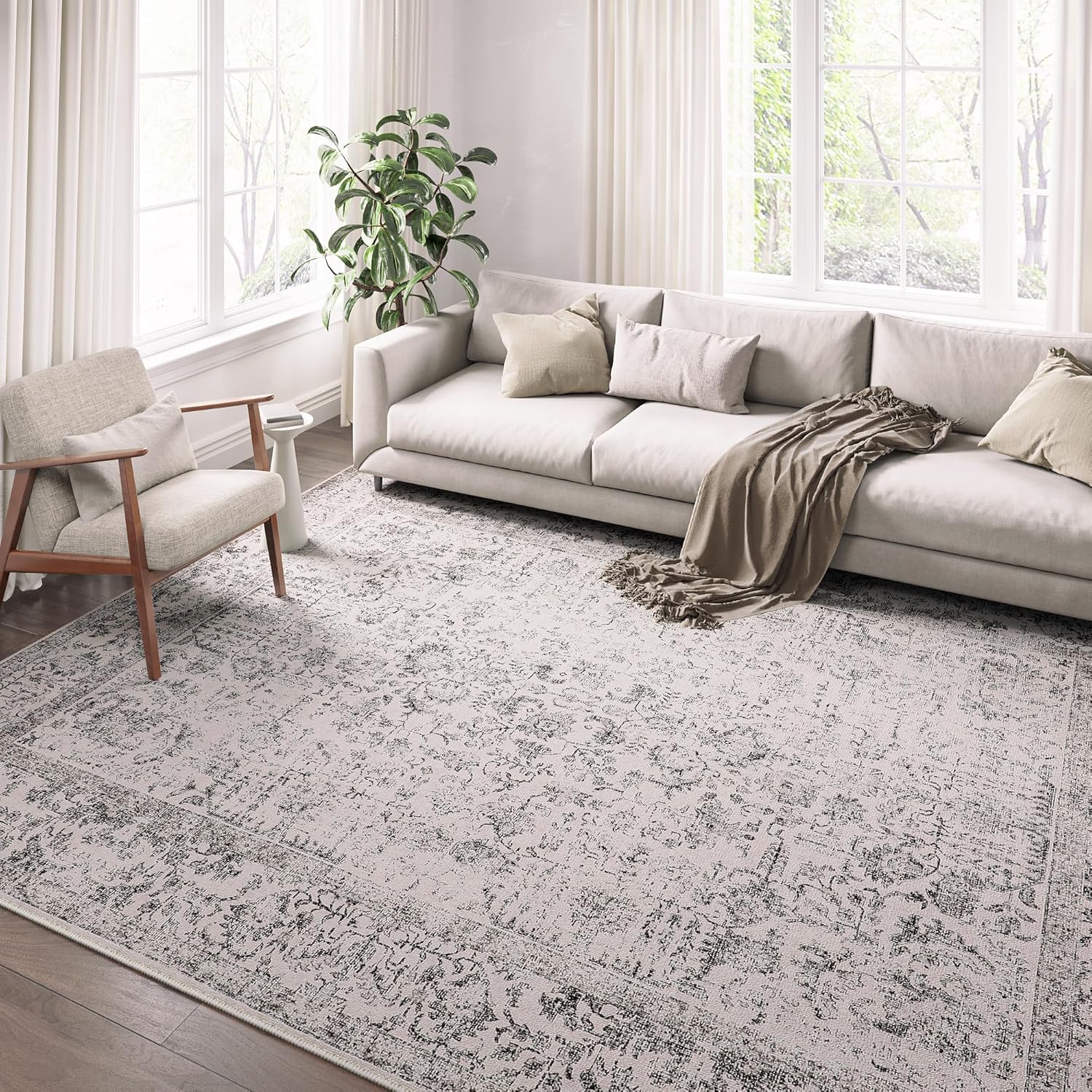 Amazon.com: PureCozy Grey Area Rug 6x9 Indoor Vintage Living Room ...
