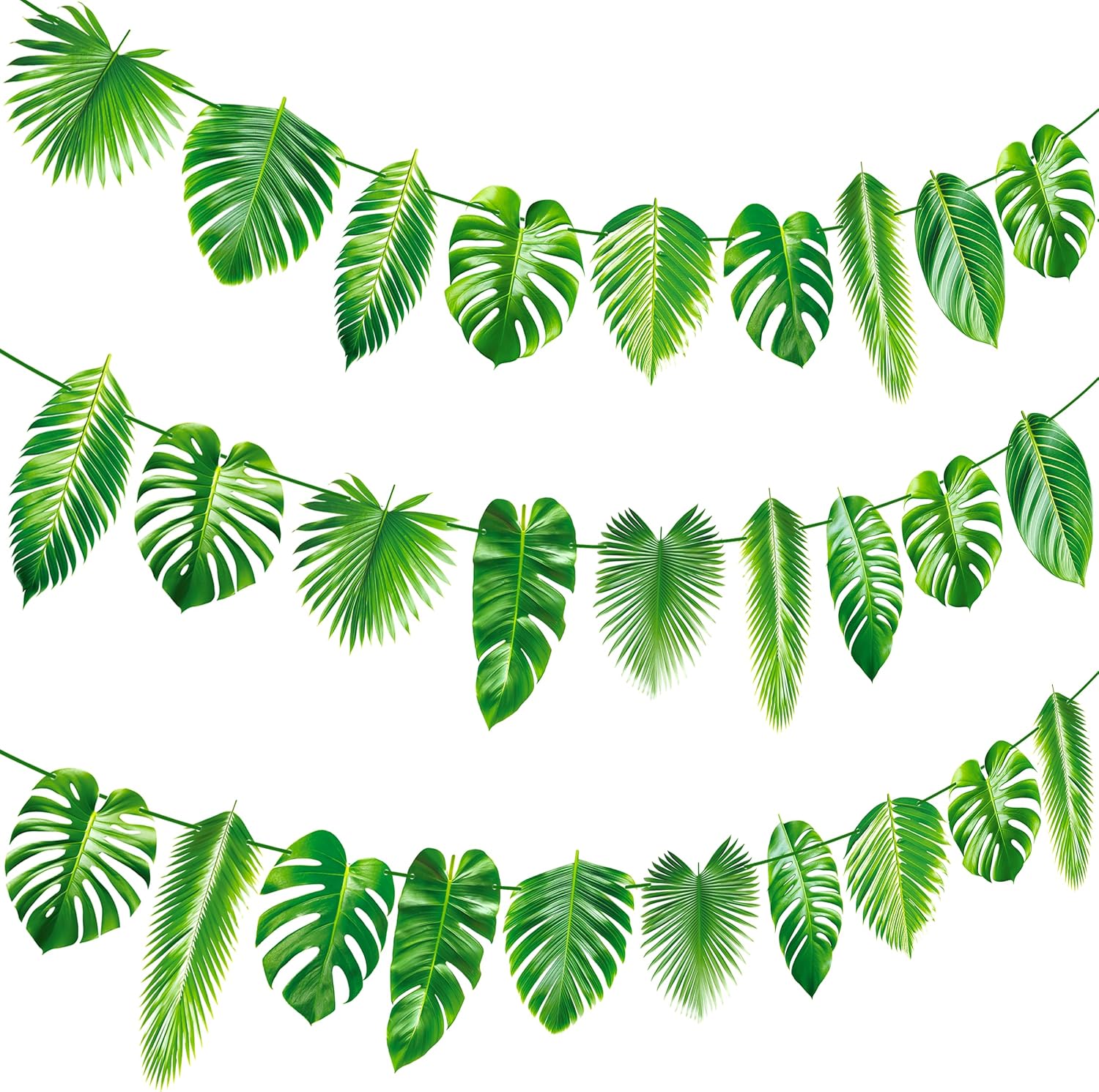 Amazon.com: Tropical Party Banners Decorations Palm Leaf Garlands Green ...