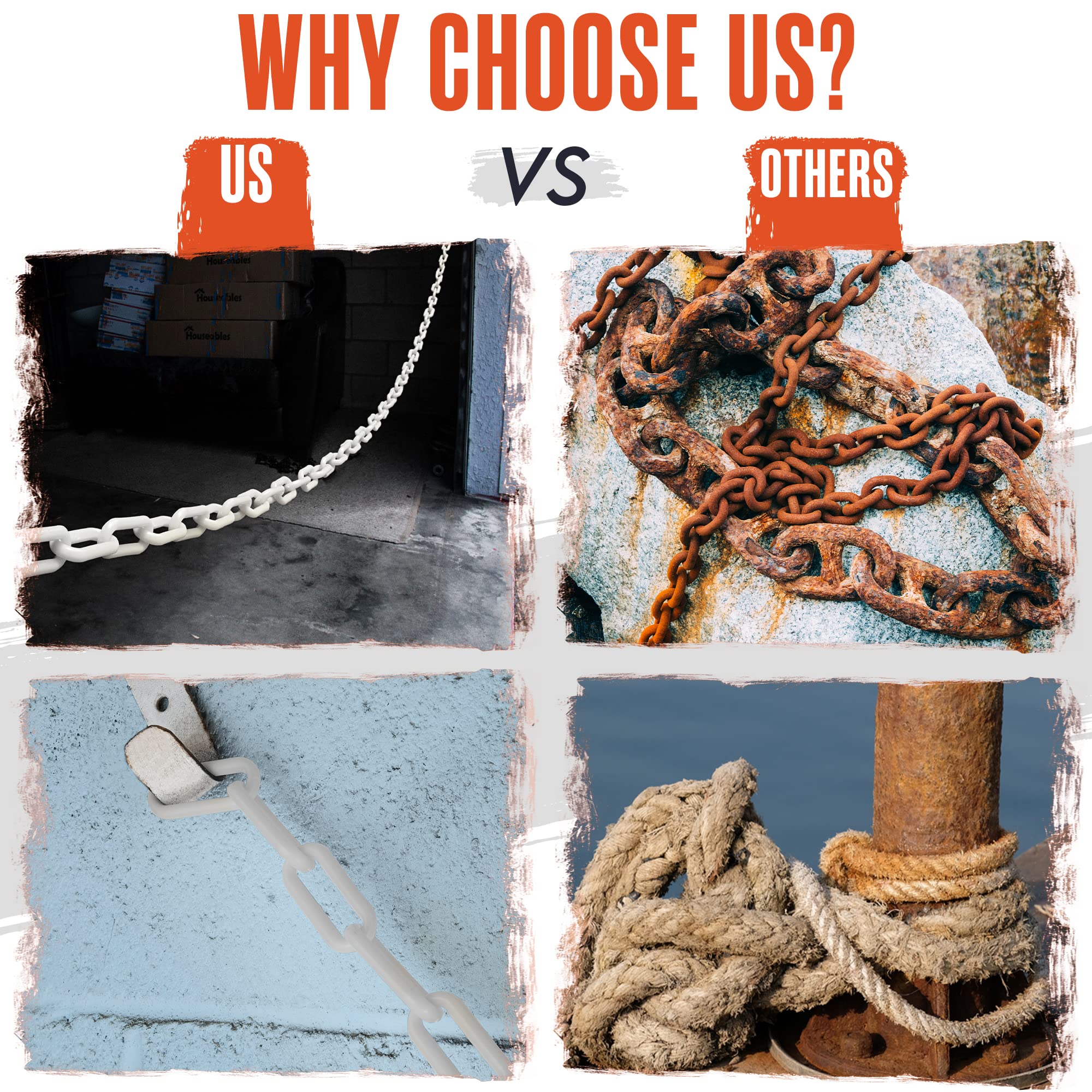 Snapklik.com : Plastic Chain, Safety Barrier, 124 Feet, 2" Links, Light ...