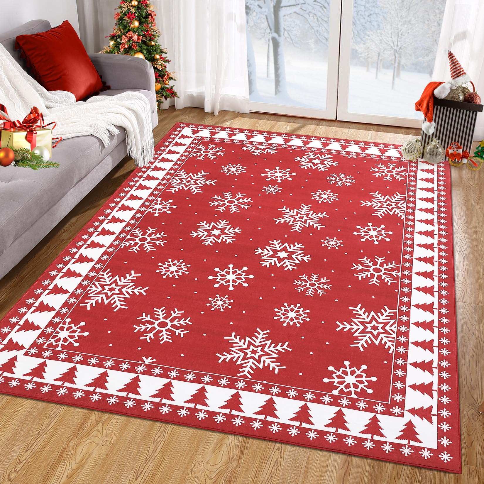 Amazon.com: CAROMIO Christmas Area Rug 5x7 Feet Machine Washable Xmas ...