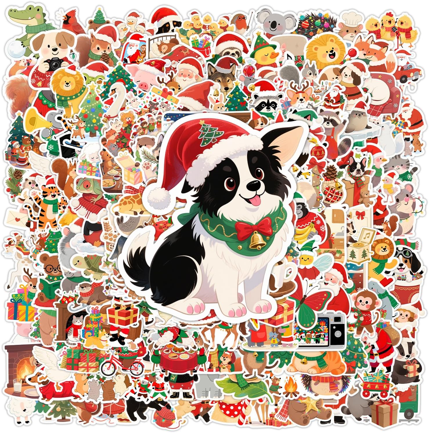 Amazon.com: 200 PCS Funny Animal Christmas Stickers for Kids – Cute ...