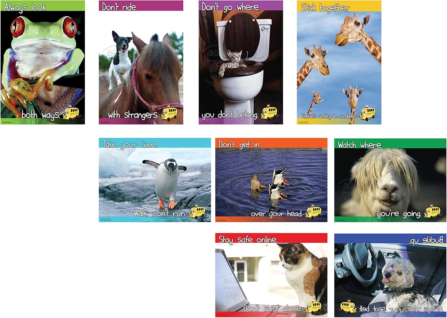 Amazon.com: Set of 10 Laminated Safety Education Posters For Elementary ...