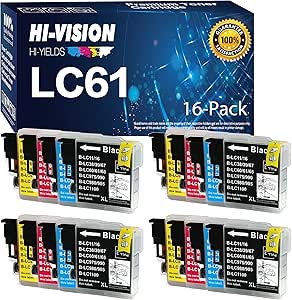 Amazon.com: HI-VISION HI-YIELDS ® Compatible Ink Cartridge Replacement for Brother LC61 (4 Black ...