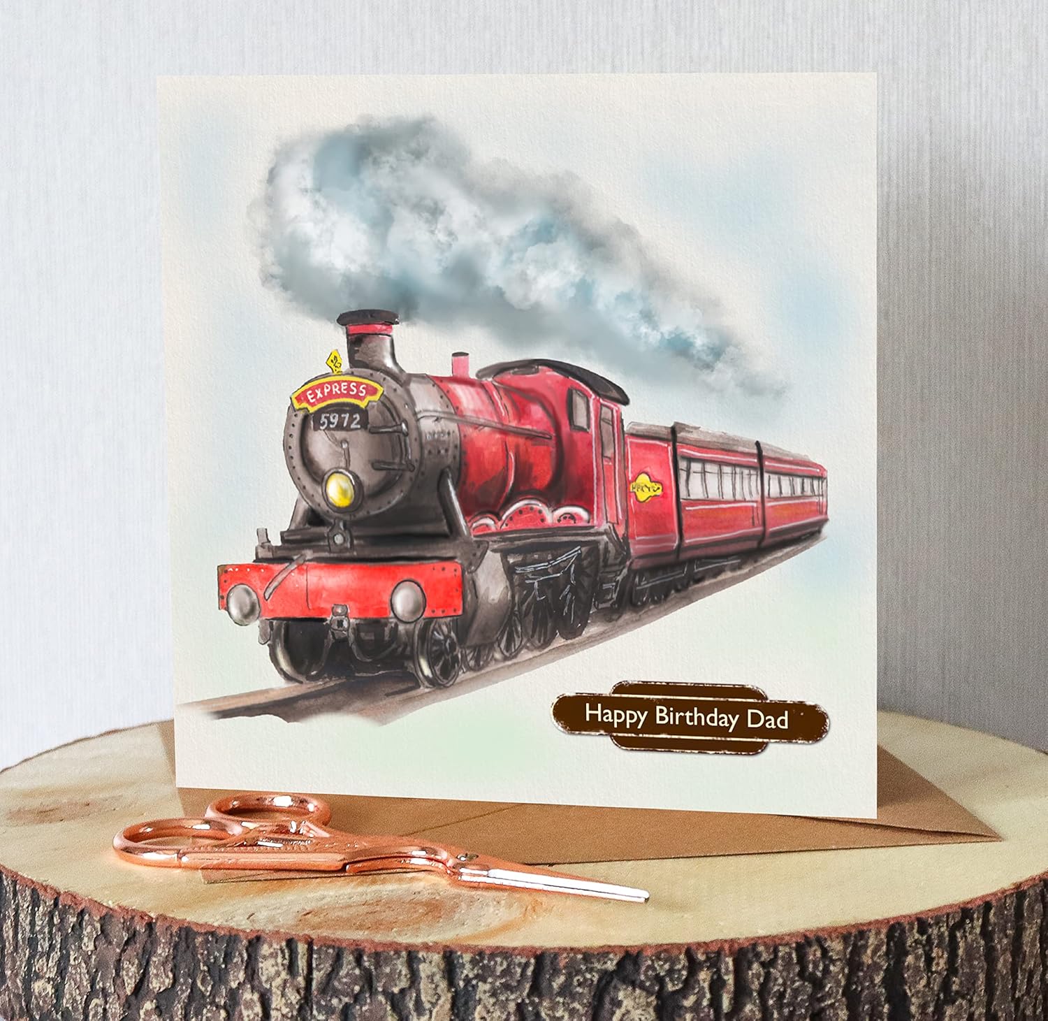 Personalised Steam Train Birthday Card - Add Name - Train Fan - Railway ...