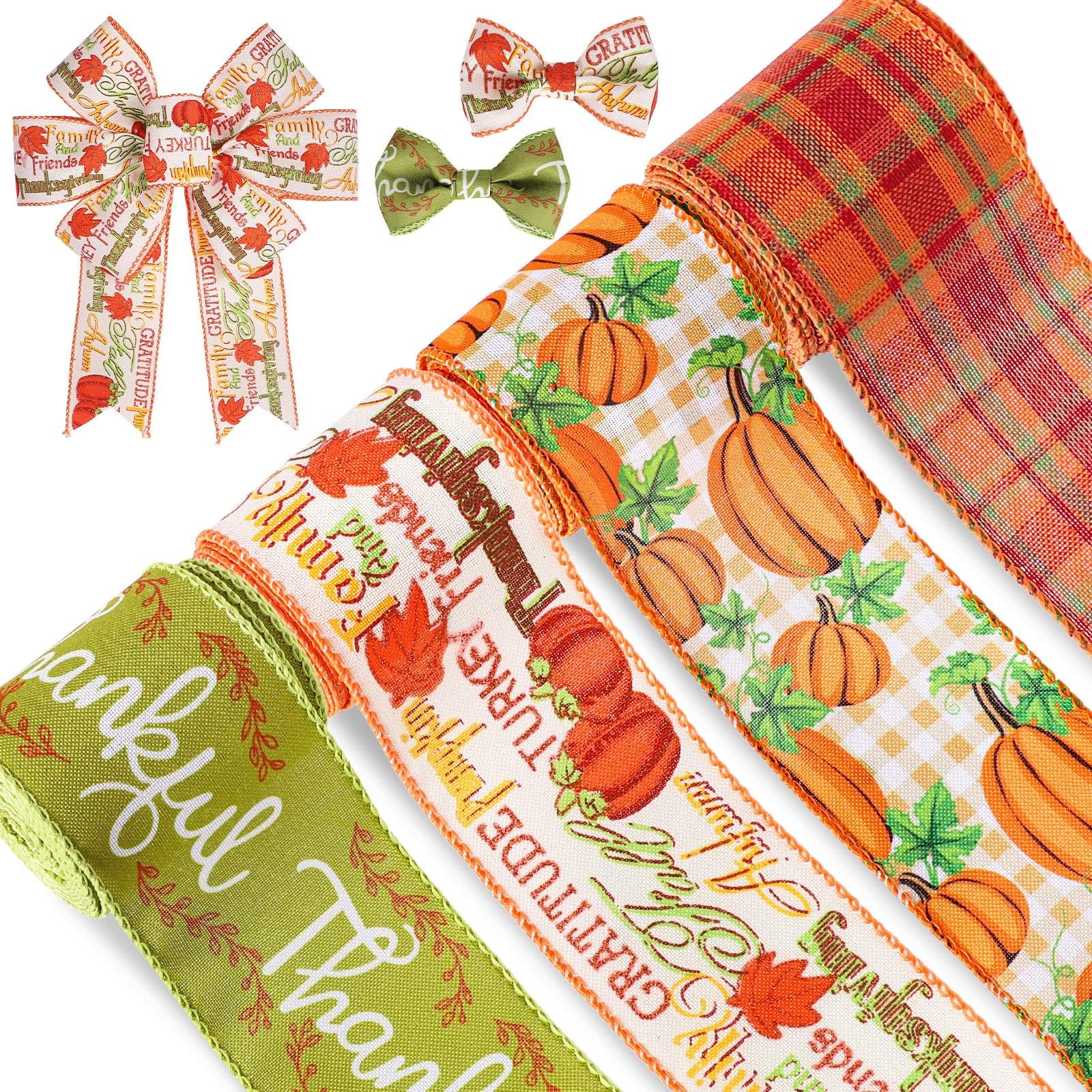 Amazon.com: JarThenaAMCS Fall Wired Ribbon 2.5 Inch Pink Autumn Pumpkin ...