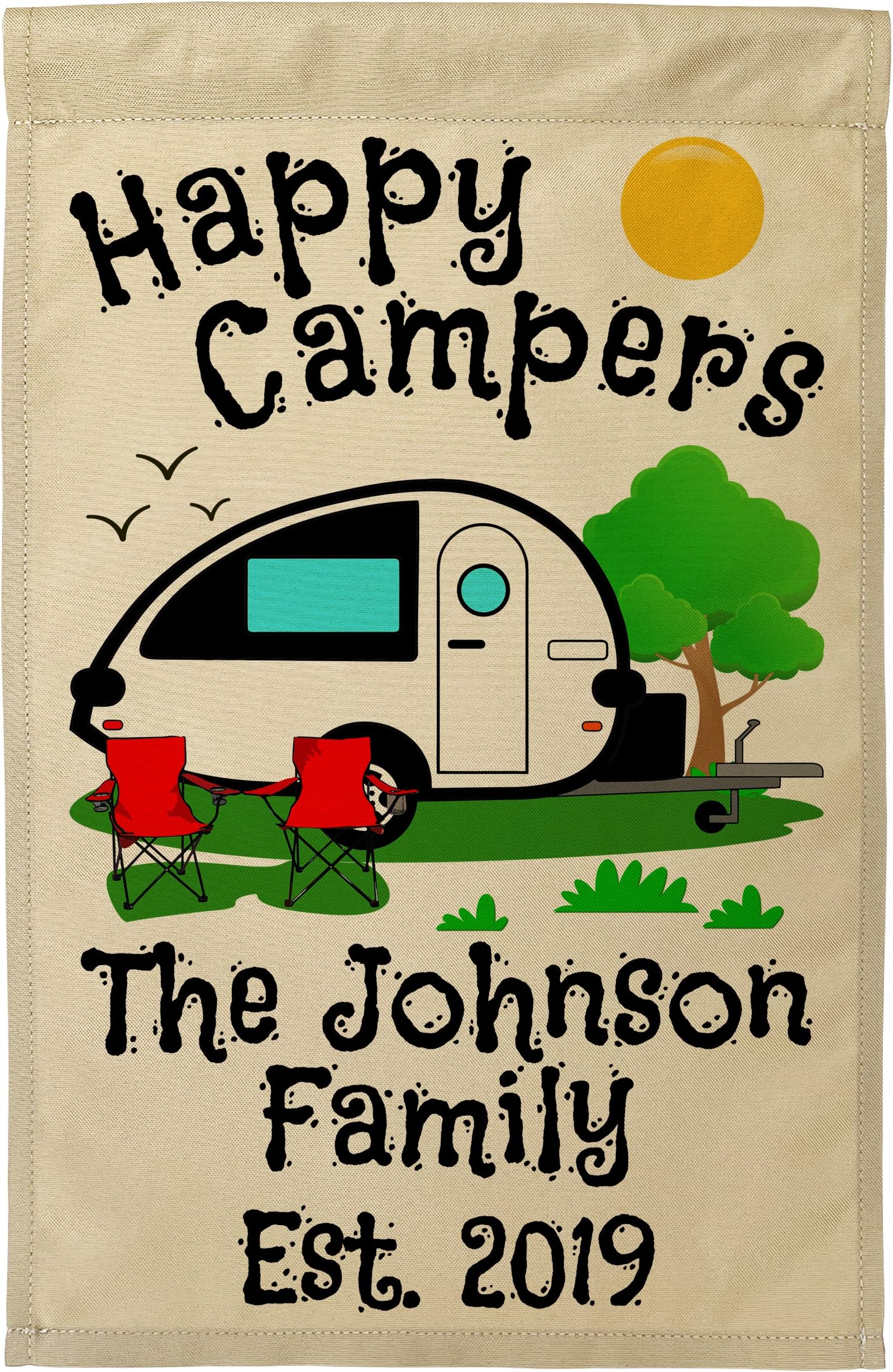 Amazon.com: Happy Camper Party Banner 2Pcs Camping Party Banner Girls ...