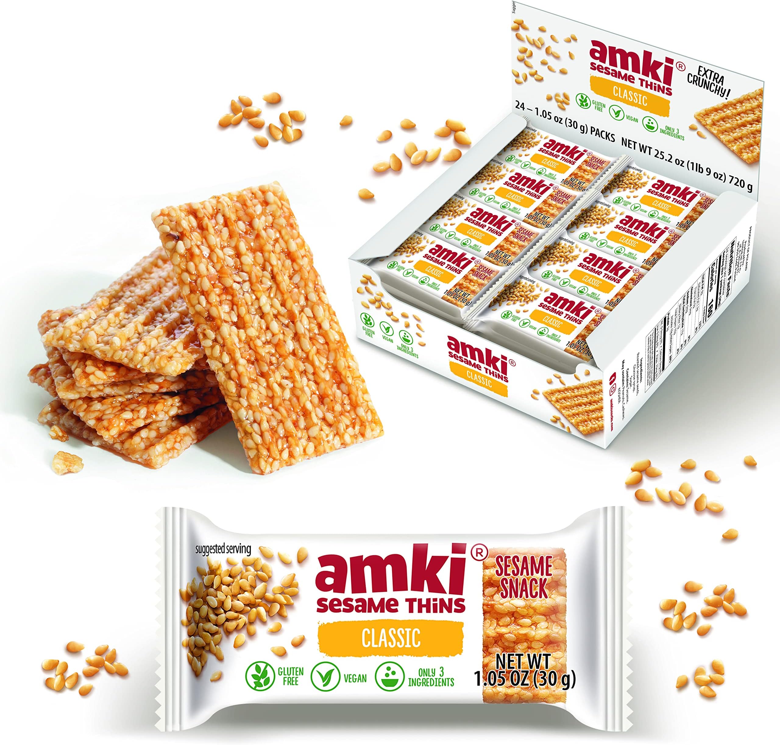 Amazon.com: Amki Sesame Thins Classic (Sesame Snaps), Gluten Free ...