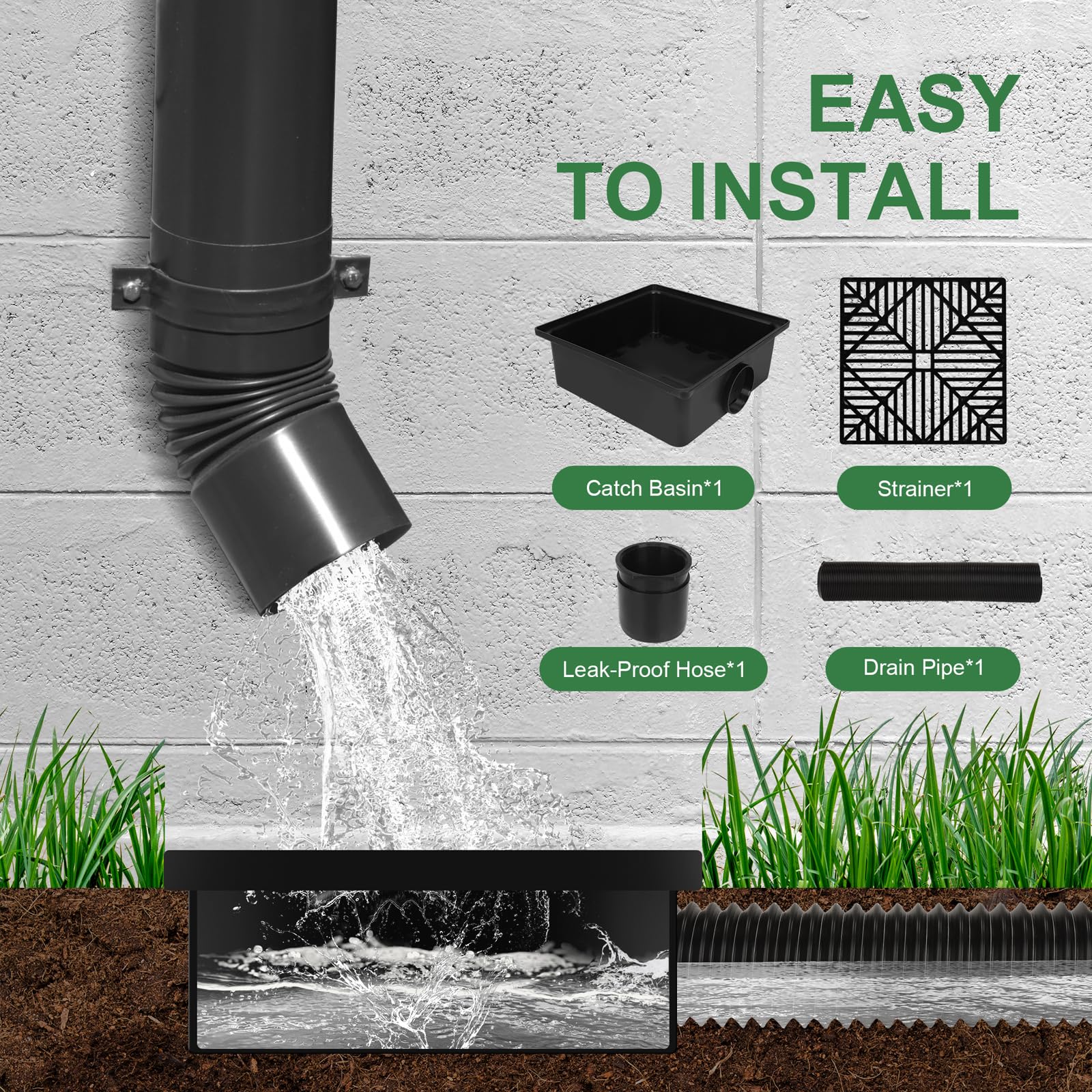 Snapklik.com : PXCAYFF Gutter Downspout Extensions Catch BUpgraded 9x9 ...