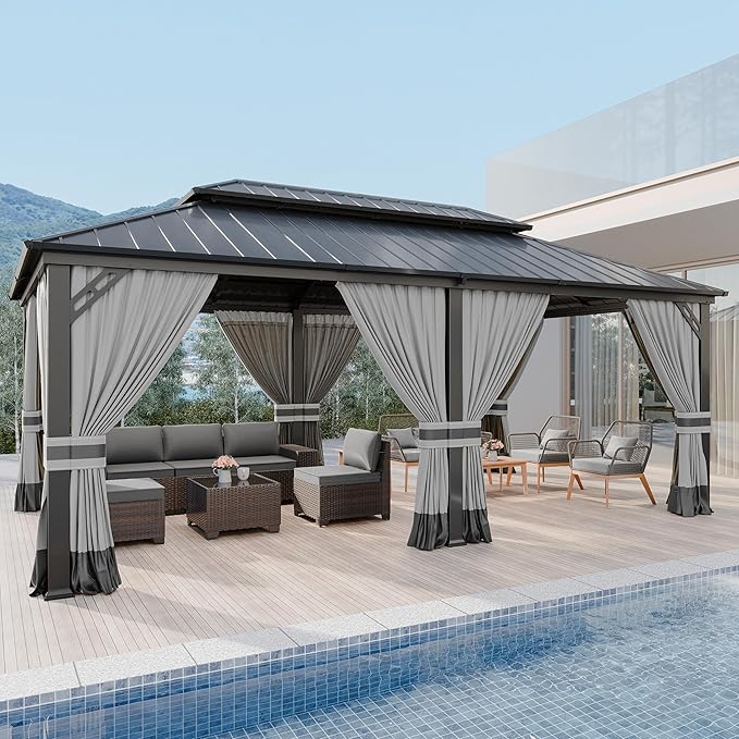 Amazon.com : Kurapika 12' x 20' Hardtop Outdoor Metal Gazebo with ...