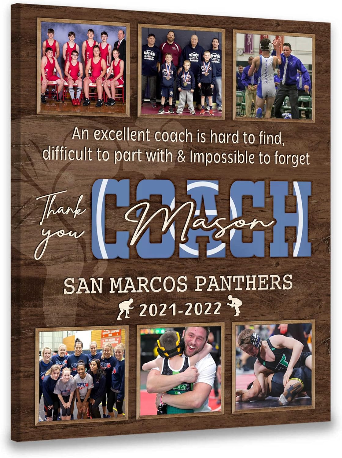 Amazon.com: Personalized Wrestling Coach Gift, Custom Wrestler Photo ...