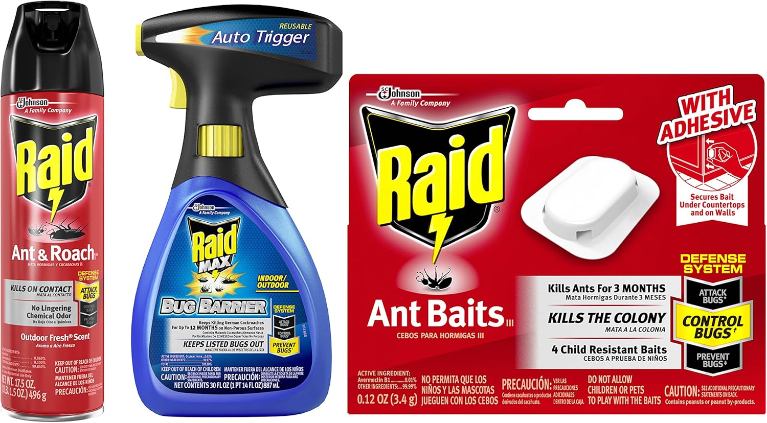 Amazon.com: Raid Defense System, Raid Ant & Roach Killing Spray, Raid ...