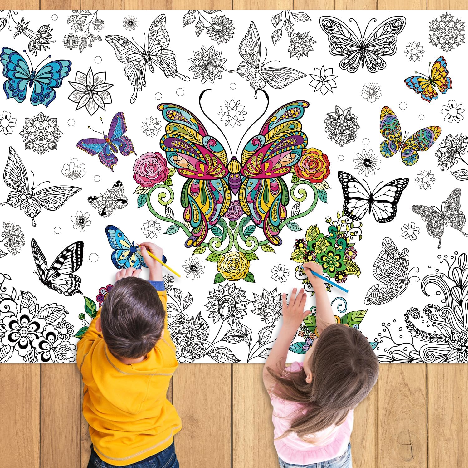 Amazon.com: Nicime 43.3x31.5 Butterfly Coloring Poster with Picture ...