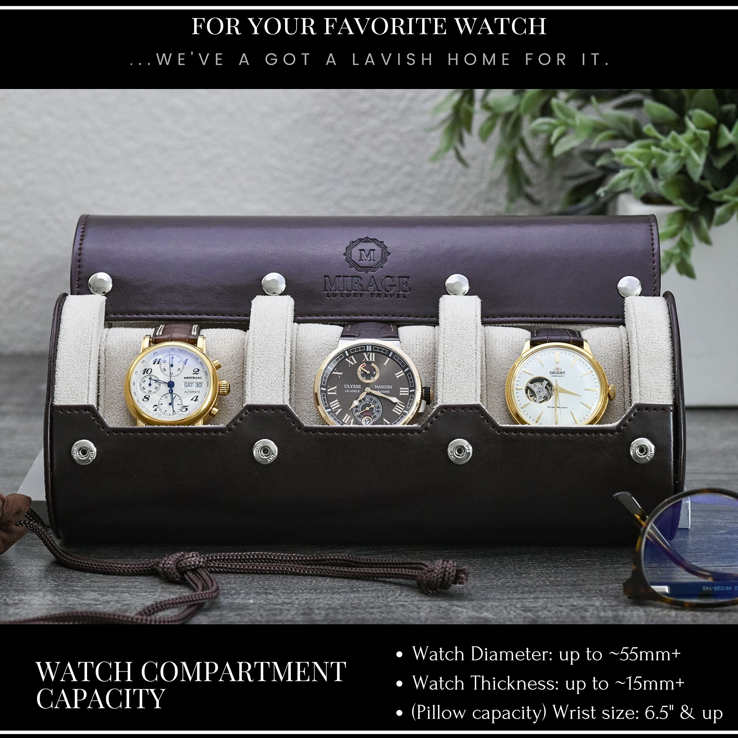Snapklik.com : 3 Watch Roll - Watch Travel Case - Storage And Display ...