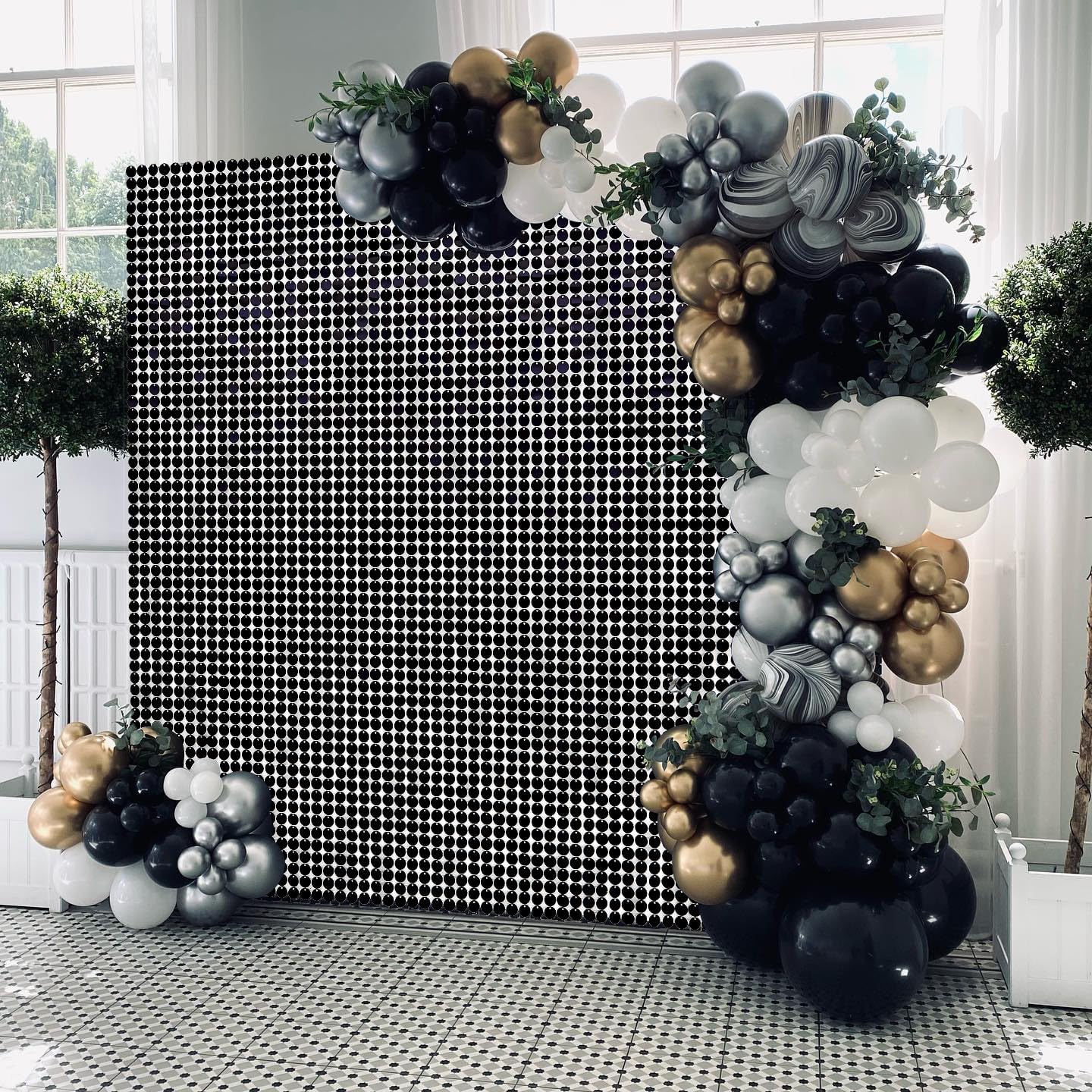 Amazon.com : 24 Panels Black Shimmer Wall Backdrop Black Halloween ...