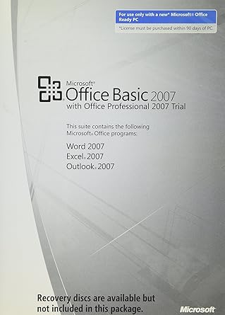 Microsoft OEM Office 2007 Basic Edition, 1 Pack, Medialess Kit (Inc ...
