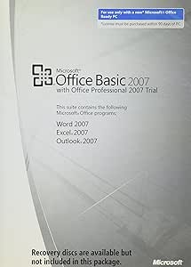 Microsoft OEM Office 2007 Basic Edition, 1 Pack, Medialess Kit (Inc ...