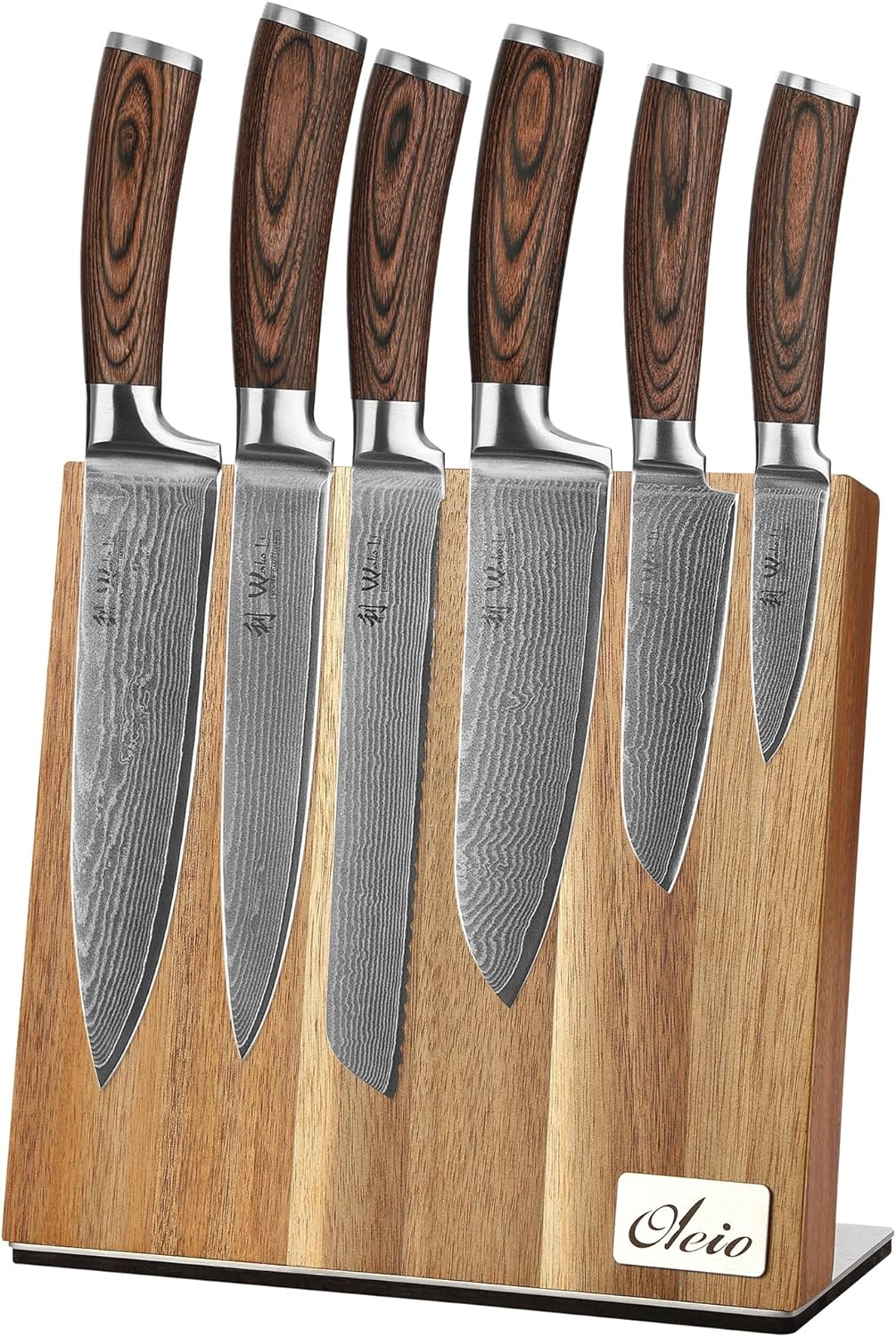 Amazon.com: Wakoli Knife Block Sets, 6 Peice Chef Knife Set with Block - Damascus Kitchen Knife ...