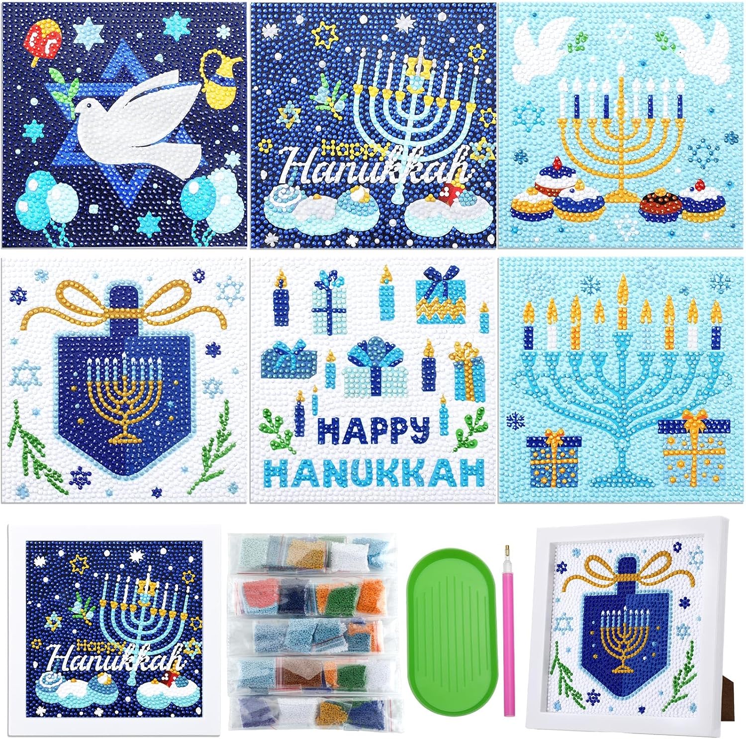 Amazon.com: Weysat 6 Pcs Hanukkah Diamond Crafts Kits with Frames ...
