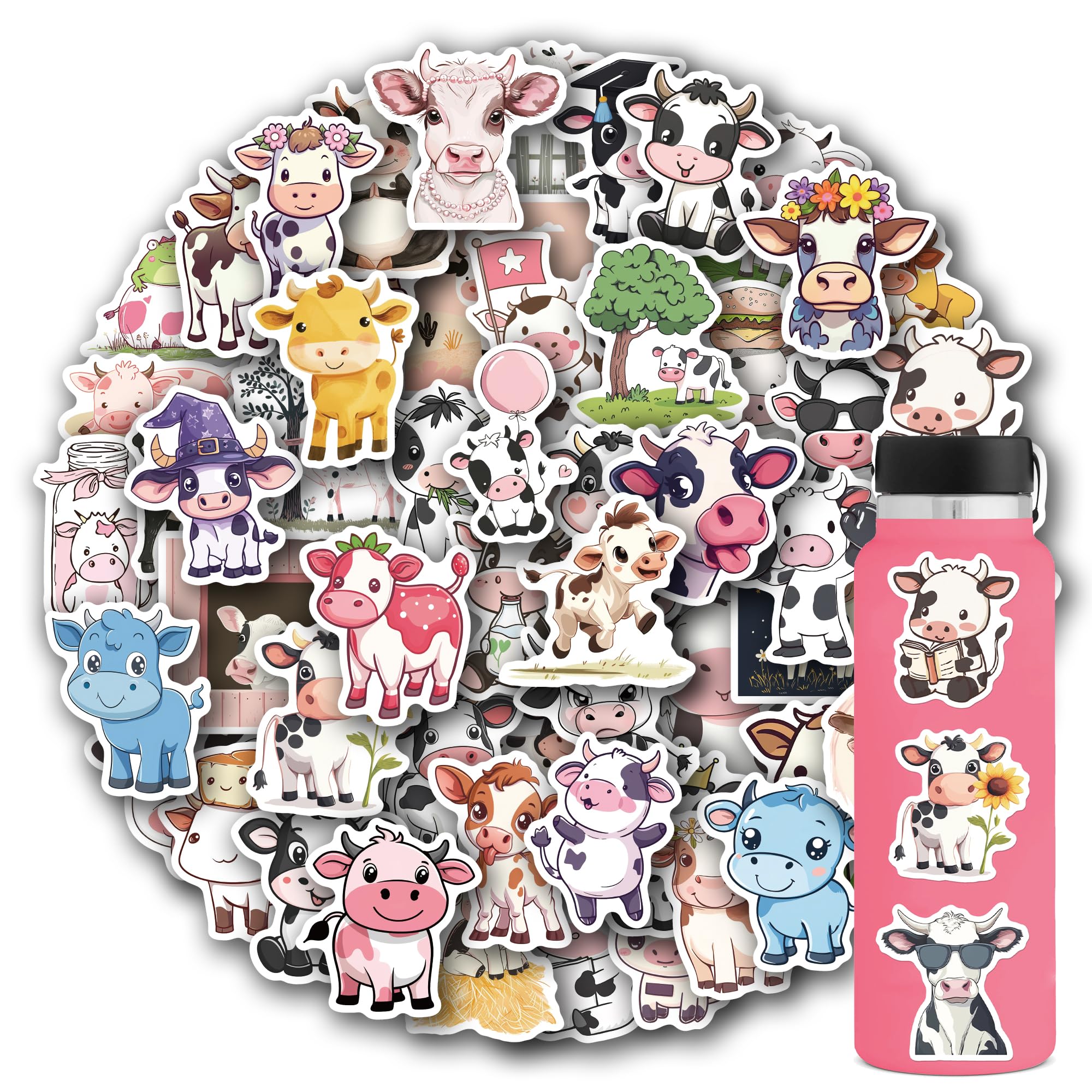 Amazon.com: 80 Pack Cute Cow Stickers for Kids Teens Girls,Cow Stickers ...