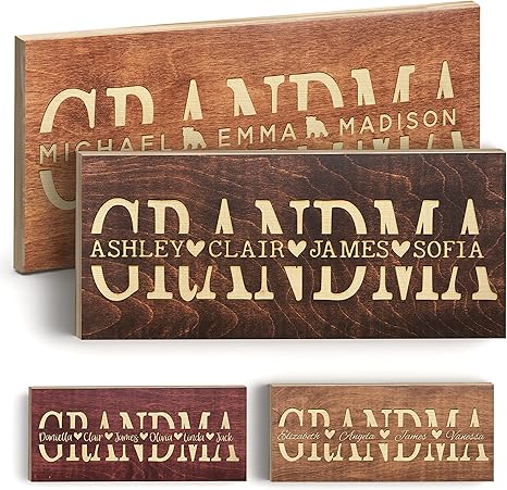Amazon.com: GRANDMA - Gifts for Grandma, Personalized Grandma Wooden ...