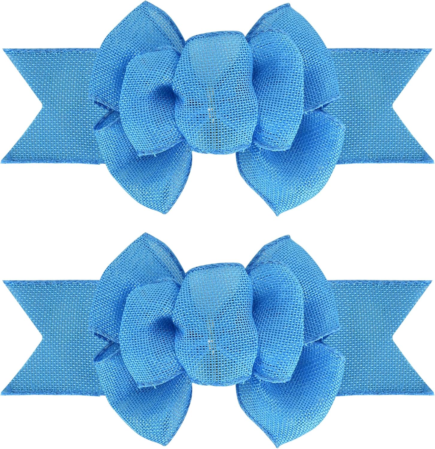 Amazon.com: TONIFUL 2 Pcs Blue Burlap Bows Blue Decorative Bows Made of ...