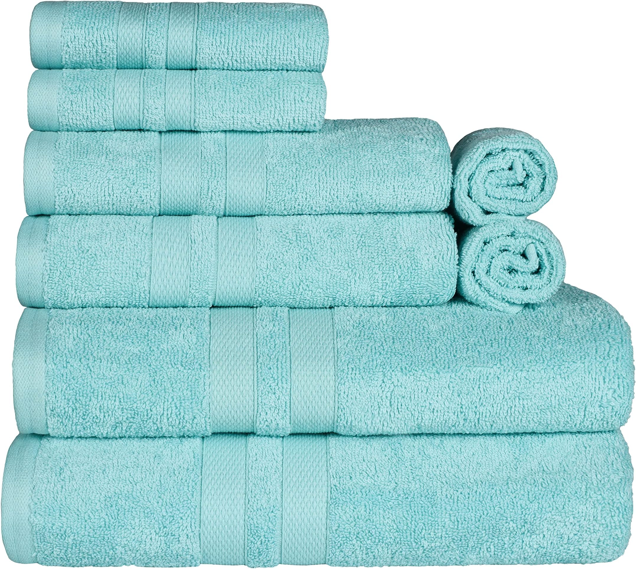 Amazon.com: Hawmam Linen Teal Bath Towels and Hand Towels 8-Pack - 4 ...
