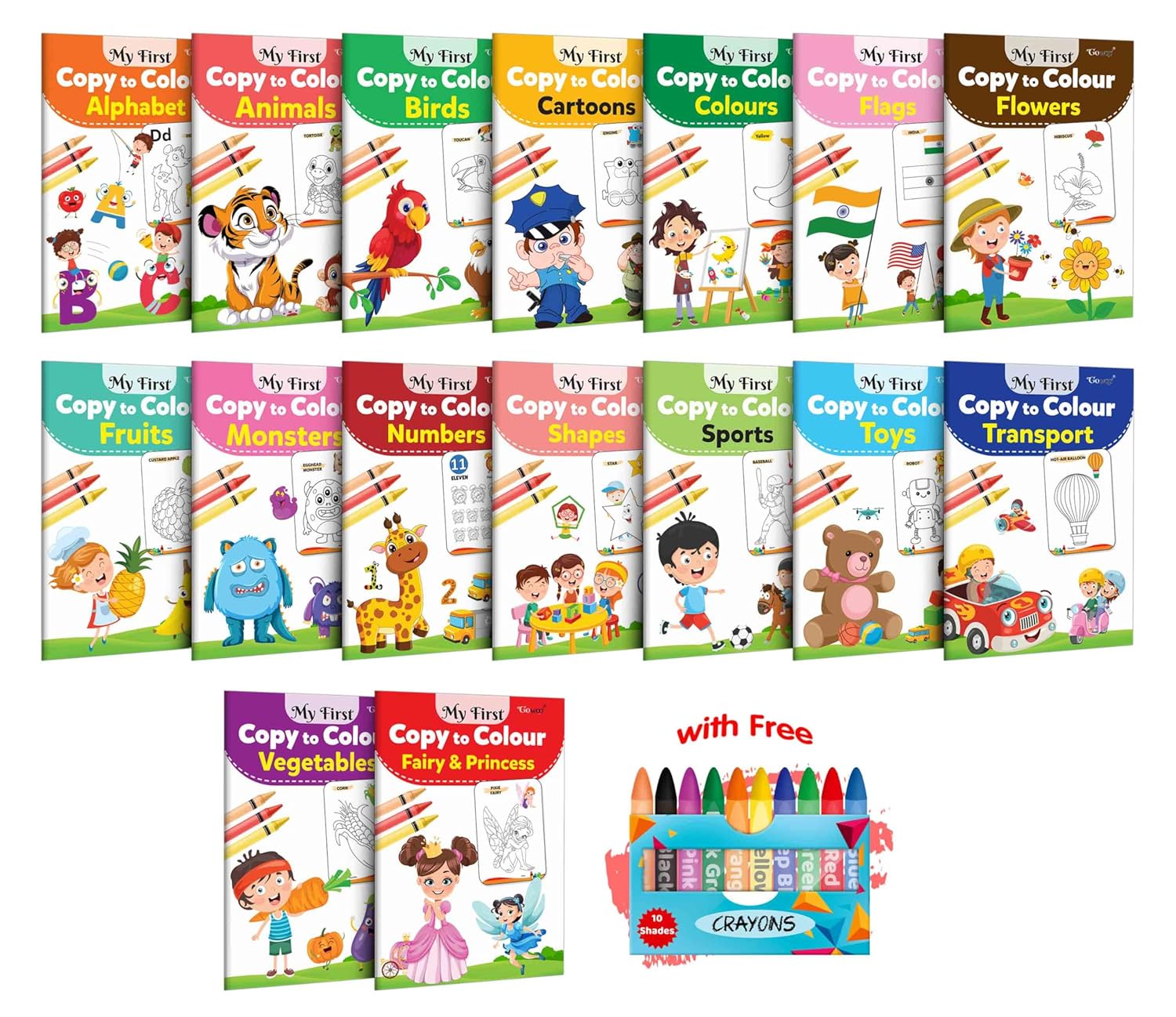 Buy My First Copy to Colour - Alphabet, Animals, Birds, Cartoons ...