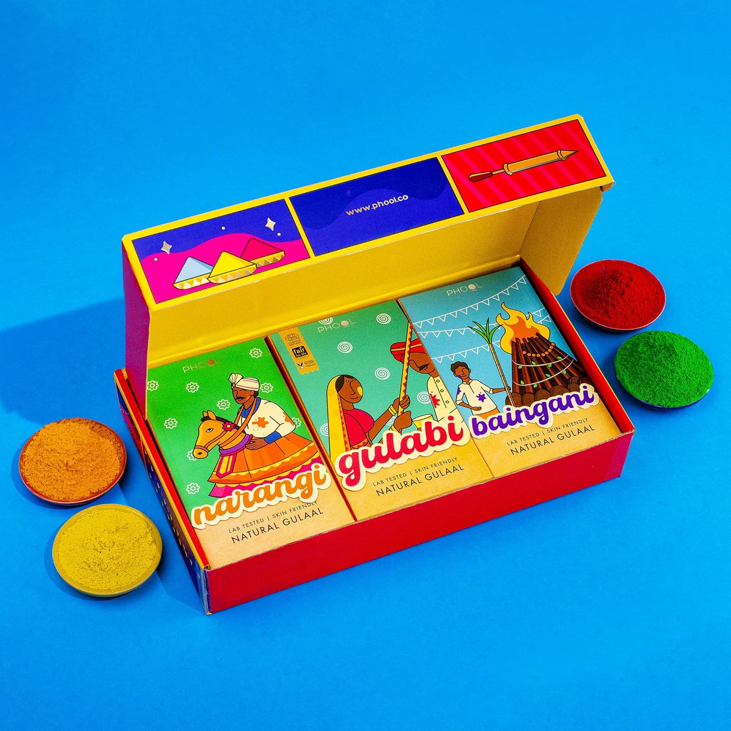 Buy Phool Holi Colour - Rangeela Gift Box - Pack of 6 Natural Colours I ...