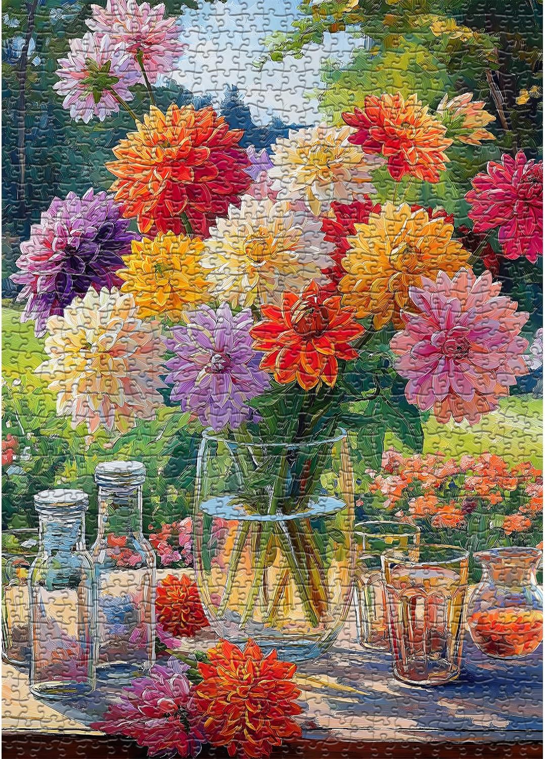 Amazon.com: Flower Puzzles for Adults 1000 Pieces, Rainbow Flower Art ...
