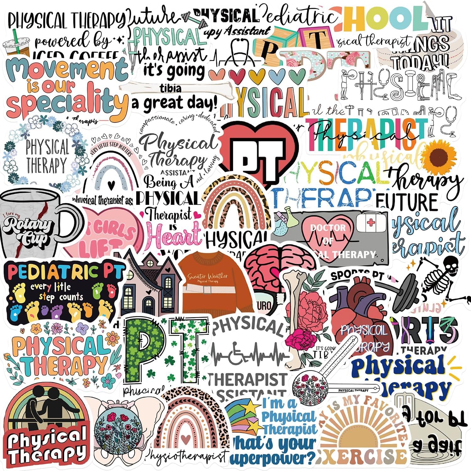 Amazon.com: Physical Therapy Stickers - 50 Pack Vinyl Laptop & Water ...