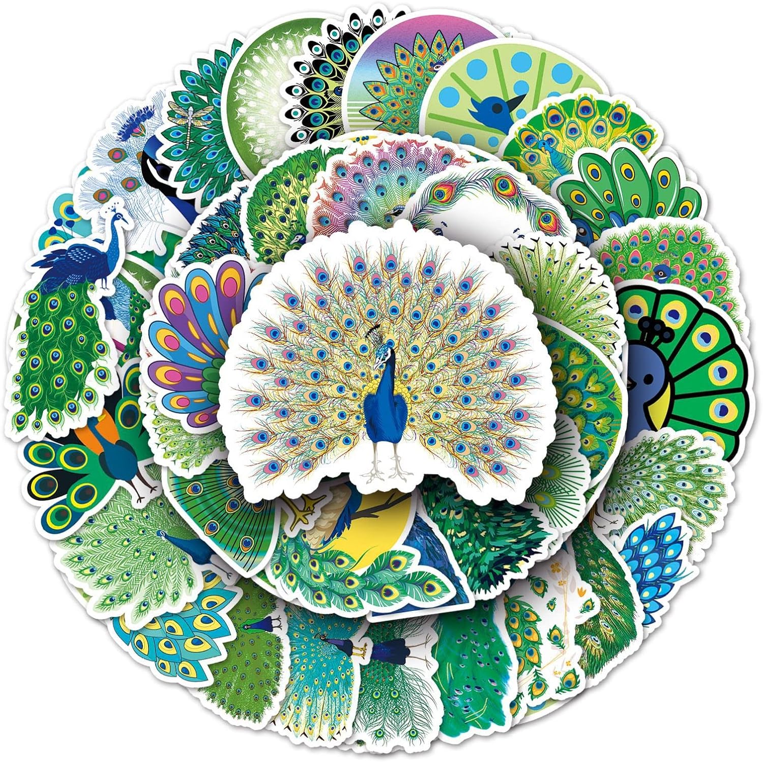 Amazon.com: Peacock Stickers(50Pcs),Peacock Waterproof Vinyl Water ...
