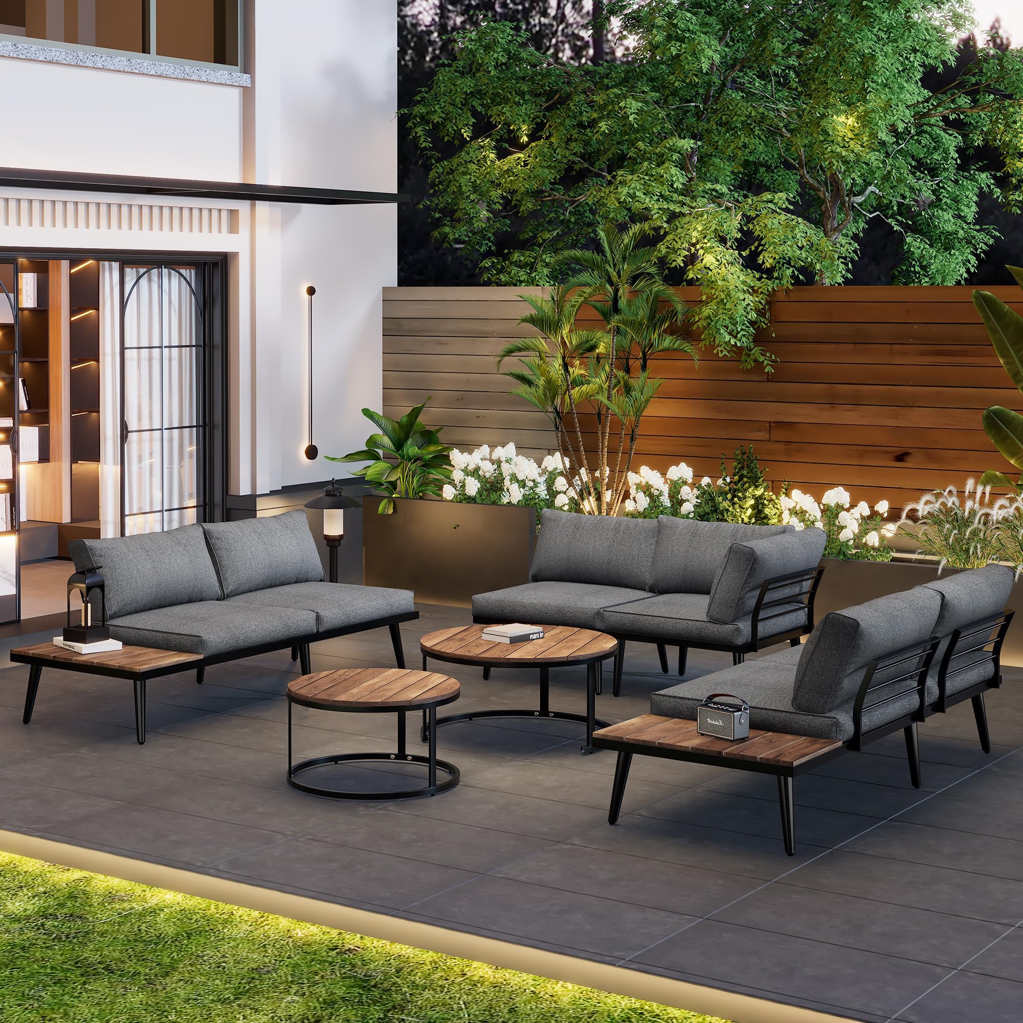 Moimhear Gartenlounge-Set für 5-6 Personen, Gartenmöbel, Essgruppe für ...