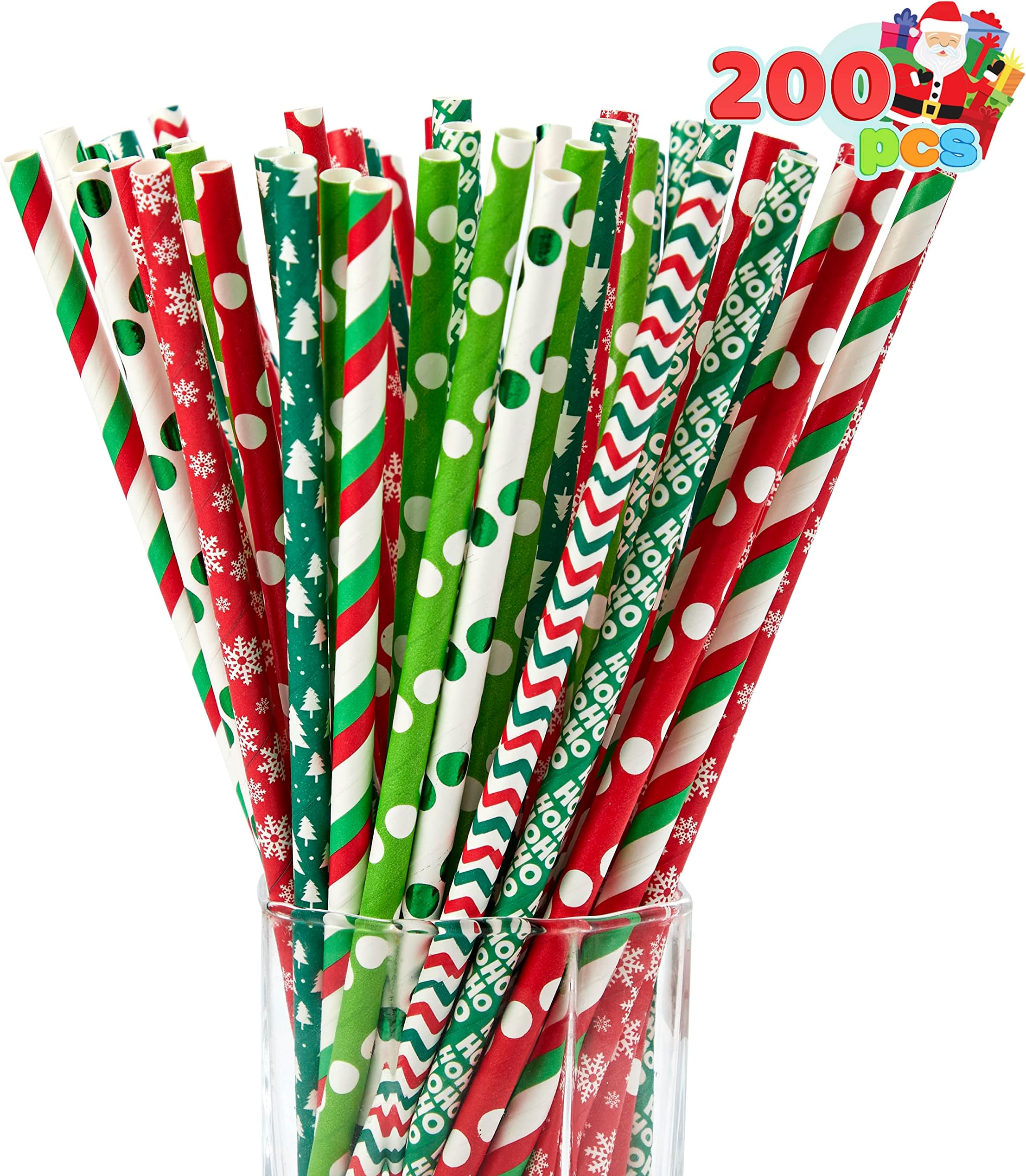 Amazon.com: AnyDesign 100Pcs Christmas Straws Candy Cane Paper Straws ...