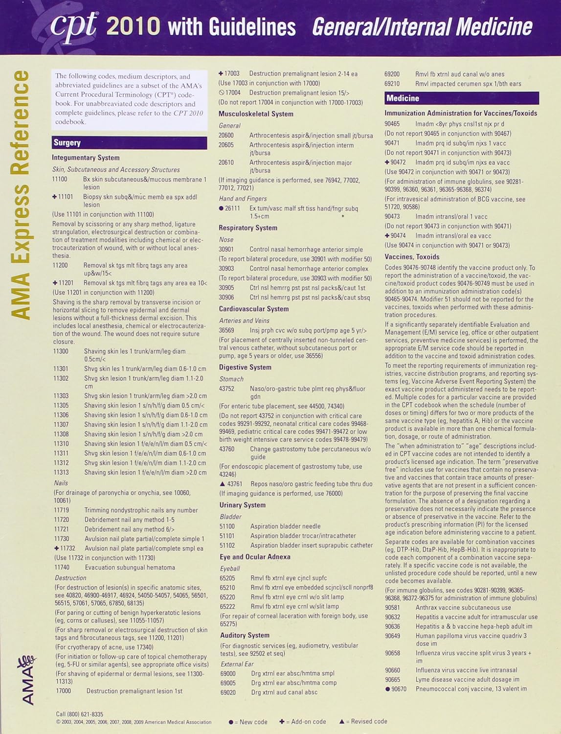 CPT 2010 Express Reference Coding Card General/Internal Medcine (AMA ...