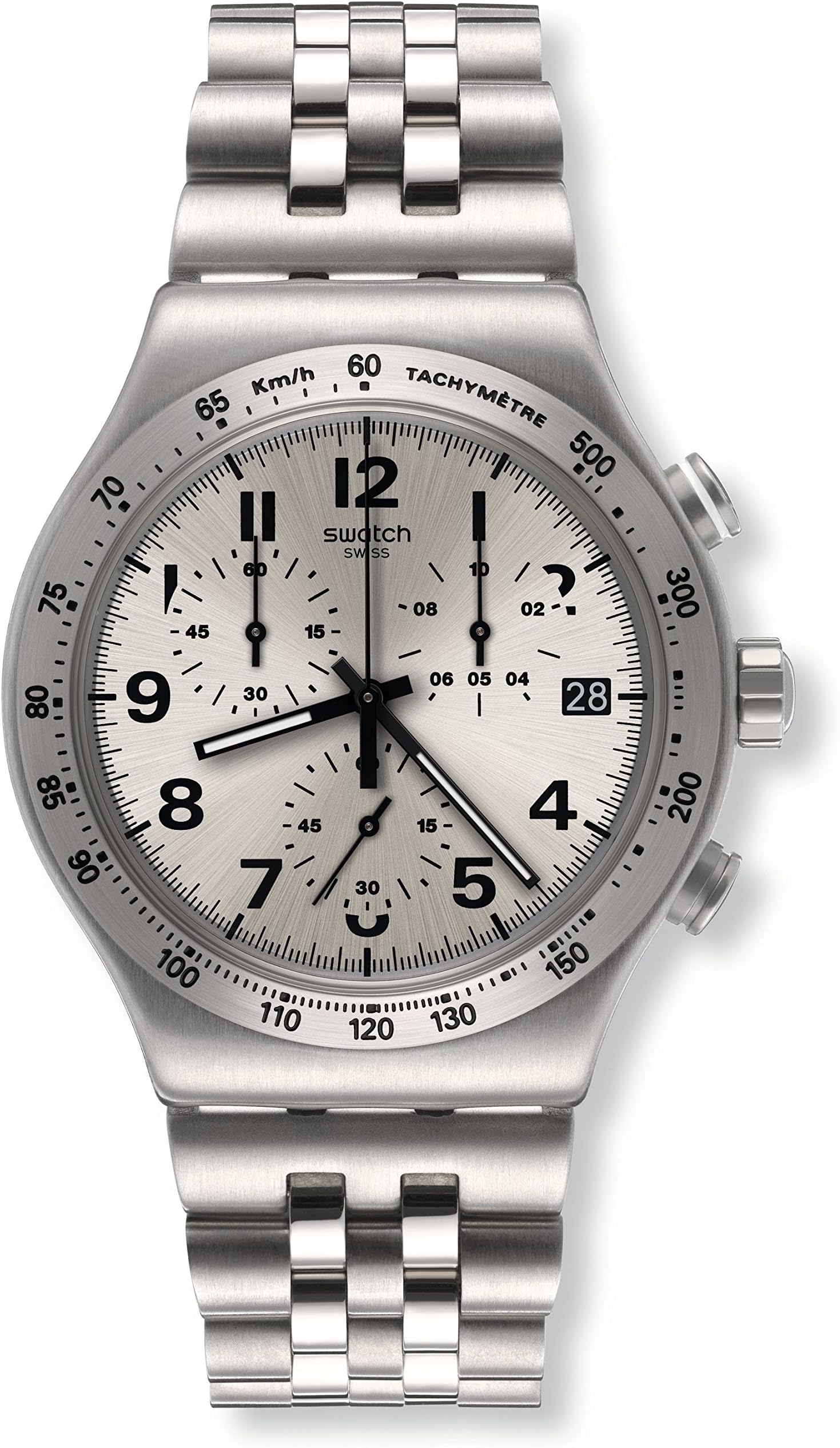 Swatch YVS455 Leather Chronograph Tachymeter Bezel Round analog Watch ...