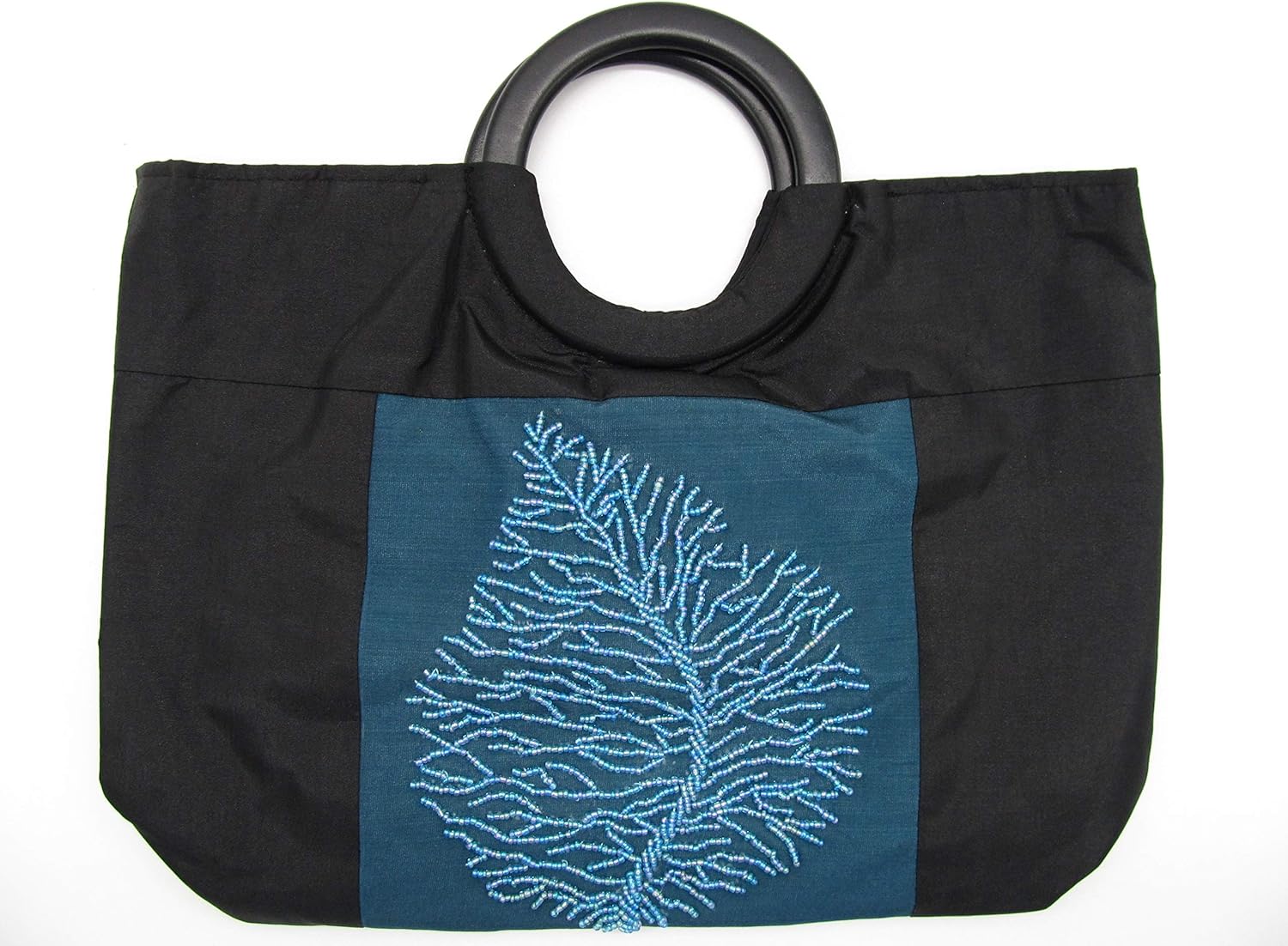 JJ Gifts Silk Handbag with Leaf Design in Assorted Colored Beads (Dark ...