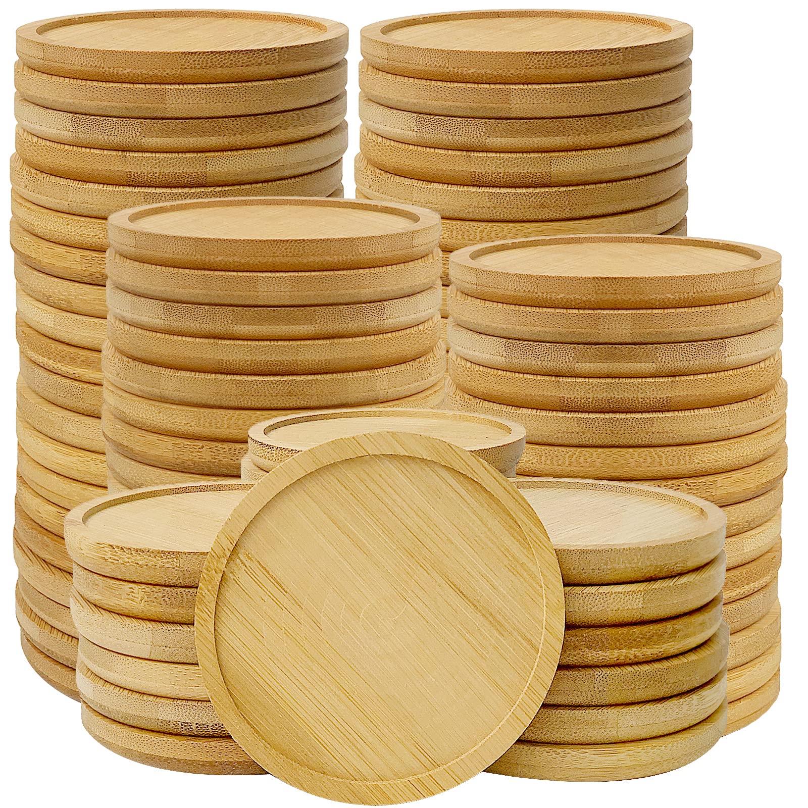 Amazon.com: UEJYWUY 60 PCS 3.5 x 3.5 Inch Natural Round Bamboo Coasters ...