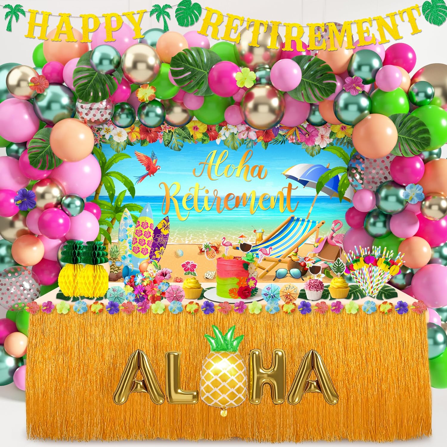 Amazon.com: Luau Tropical Hawaiian Retirement Party Decorations, Beach ...